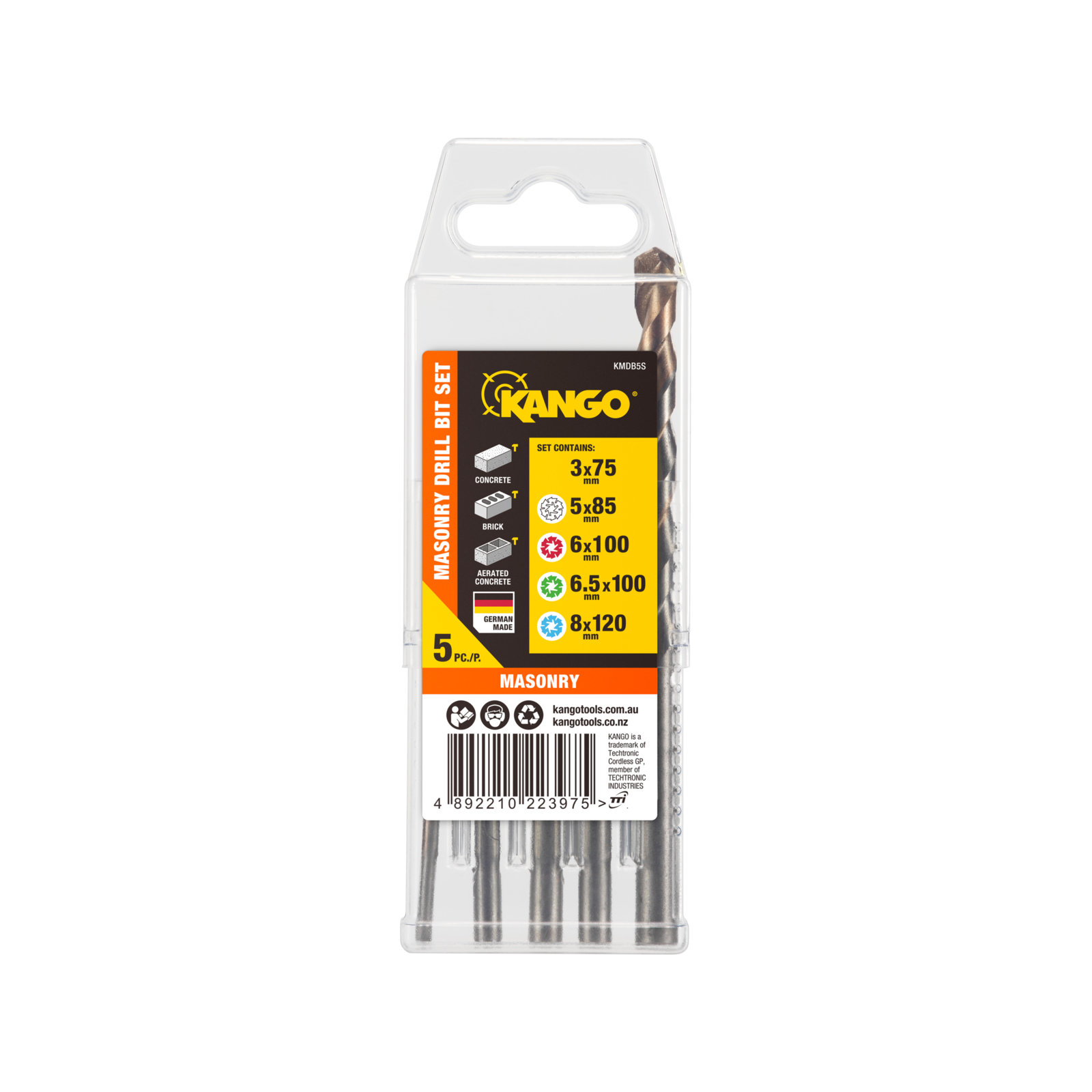 Kango 5-Piece Masonry Drill Bit Set KMDB5S - Bunnings Australia