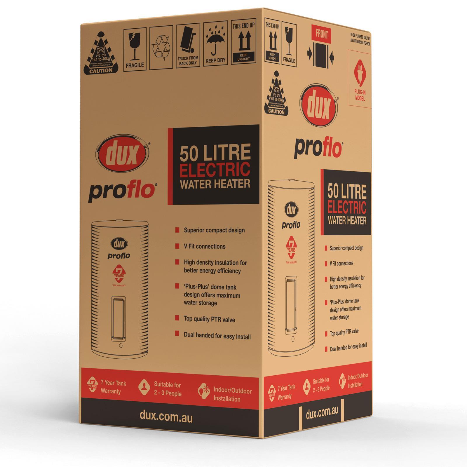 Dux 50L 2.4KW Proflo Plug In Electric Storage Water Heater - Bunnings ...