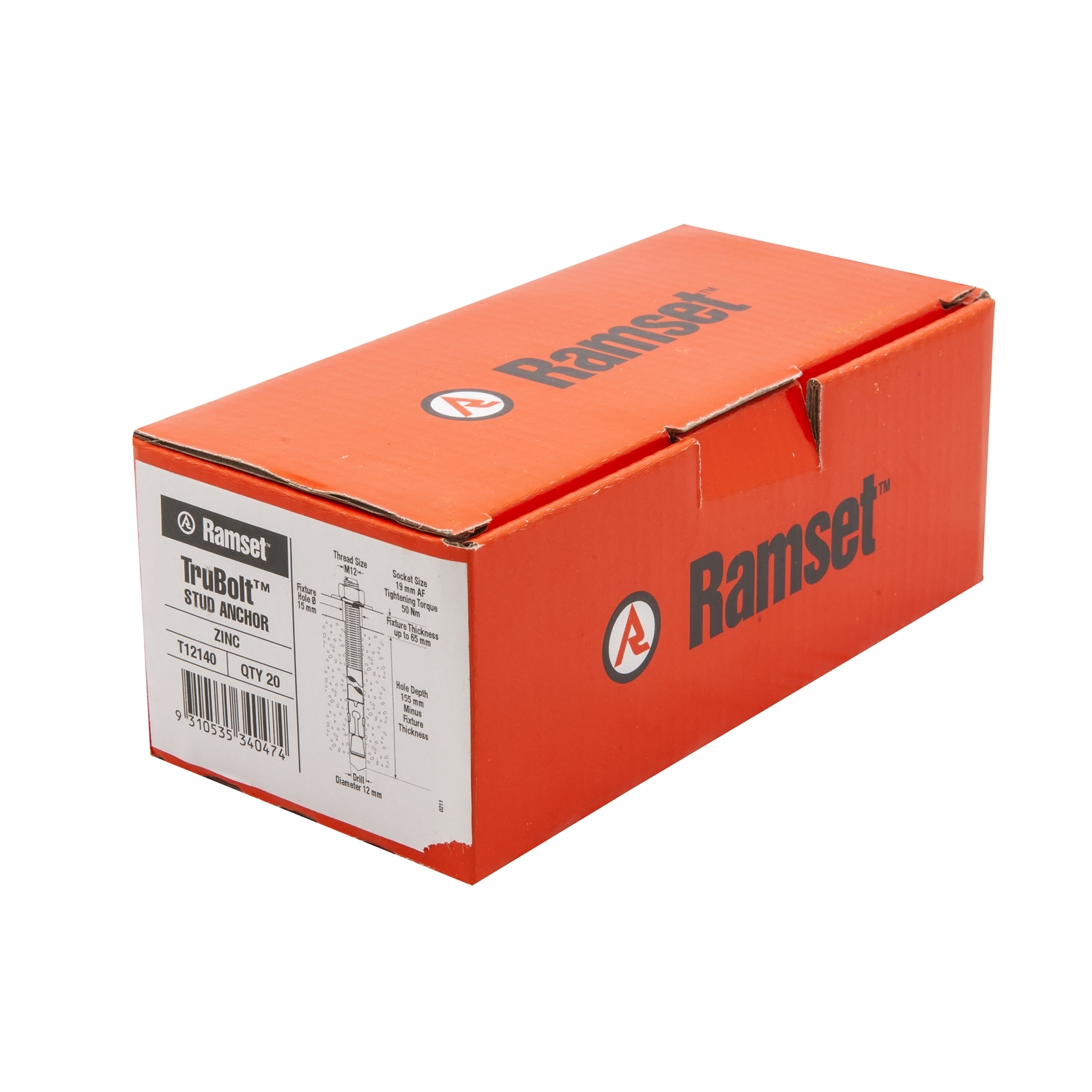 Ramset M12 x 140mm Zink TruBolt Stud Anchor - 20 Pack - Bunnings Australia