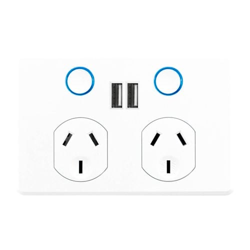 Deta Touch Activated Double Powerpoint with Double USB - Bunnings Australia