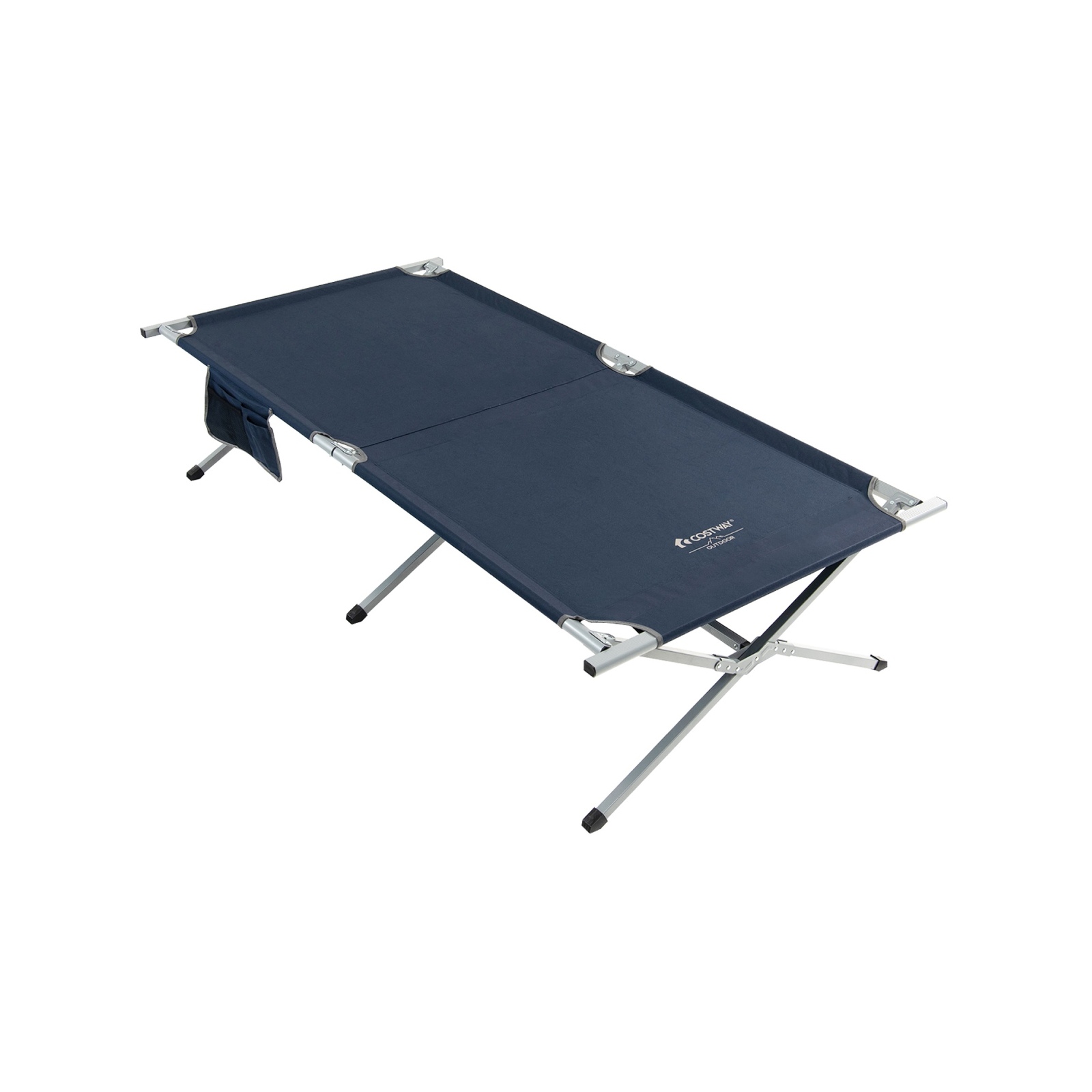 Costway Outdoor Folding Camping Bed Extra Wide w/Carry Bag Blue ...