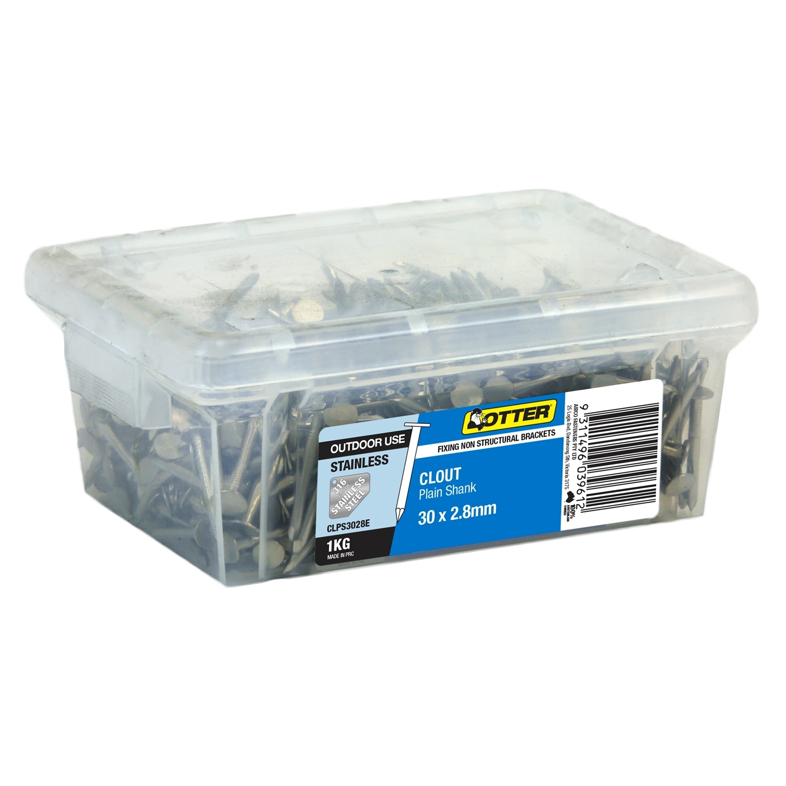 Otter 1kg 30 x 2.8mm Stainless Steel Clout Nails - Bunnings Australia