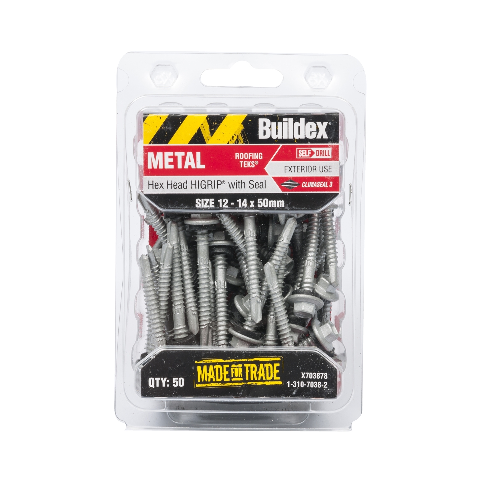 Buildex 12-14 x 50mm Climaseal Hex Head Hi-Grip With Seal Roofing Tek ...