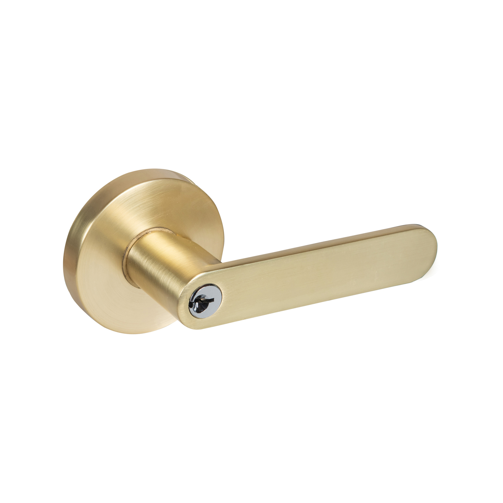 Ikonic Oslo Brushed Brass Entrance Lever Set - Bunnings Australia