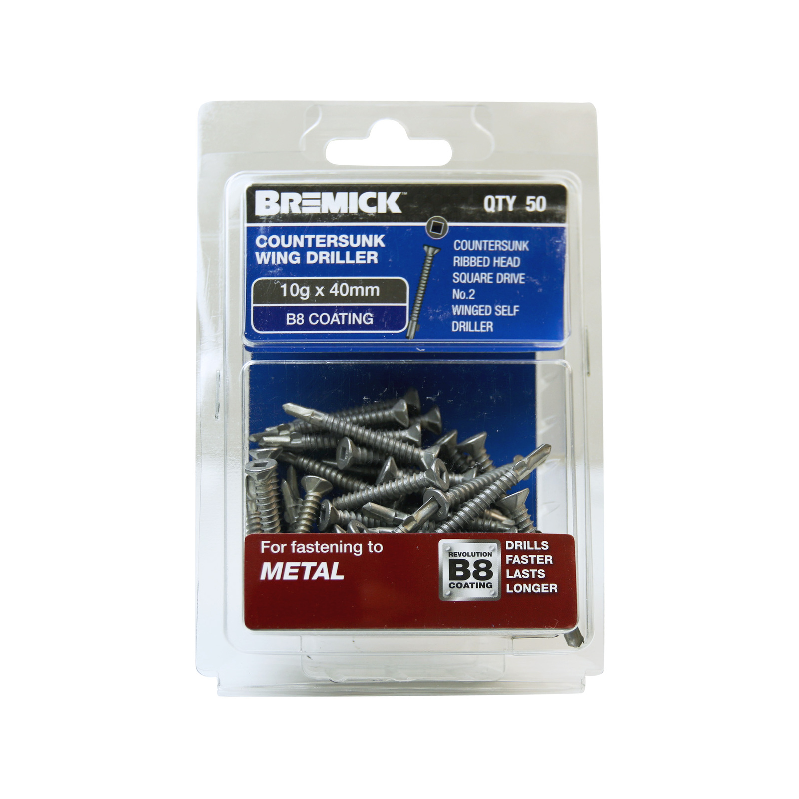 Bremick 10g x 40mm B8 Winged Self Driller Ribbed Head Screws - 50 Pack ...