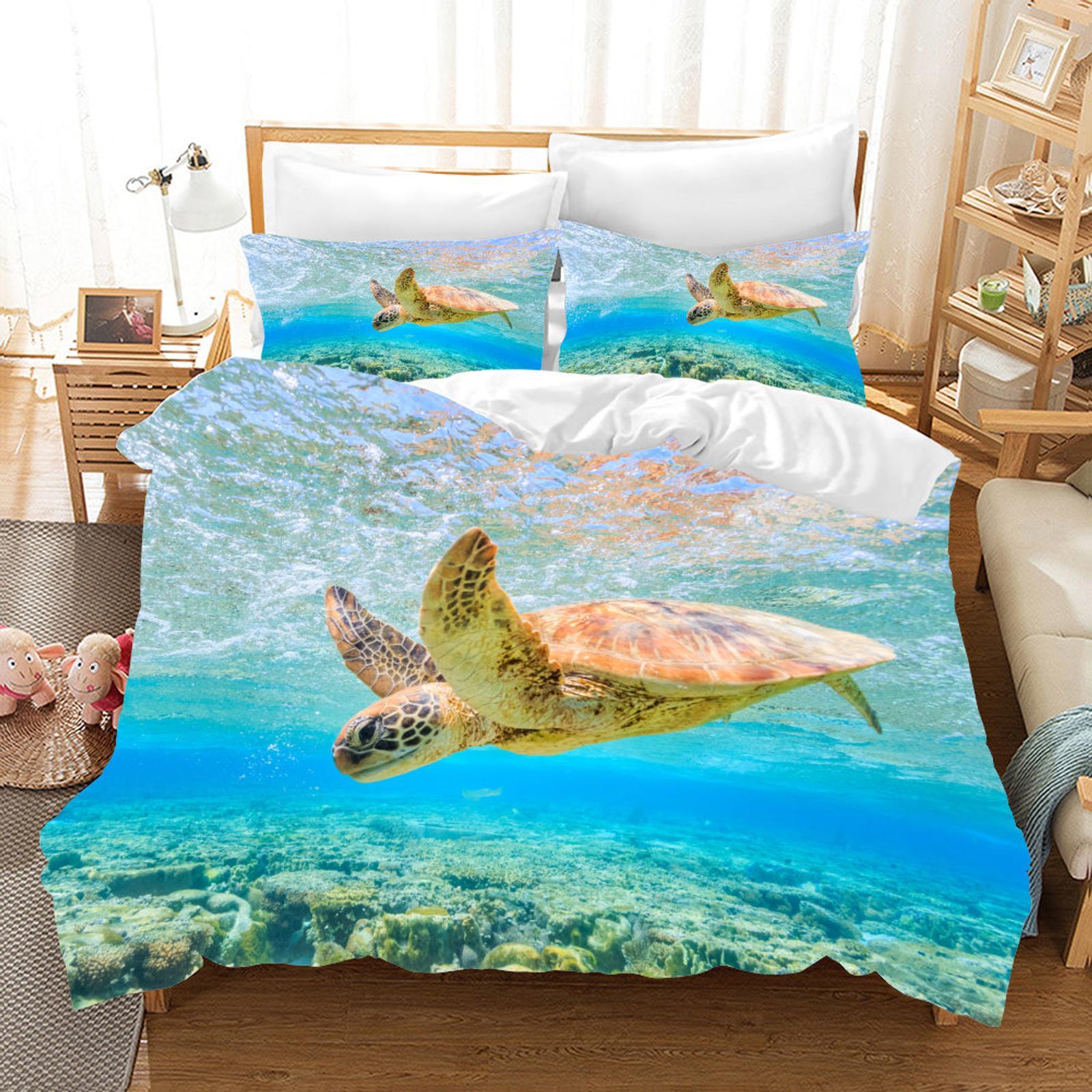 3D Blue Sea Turtle Quilt Cover Set Bedding Set Pillowcases 102 ...