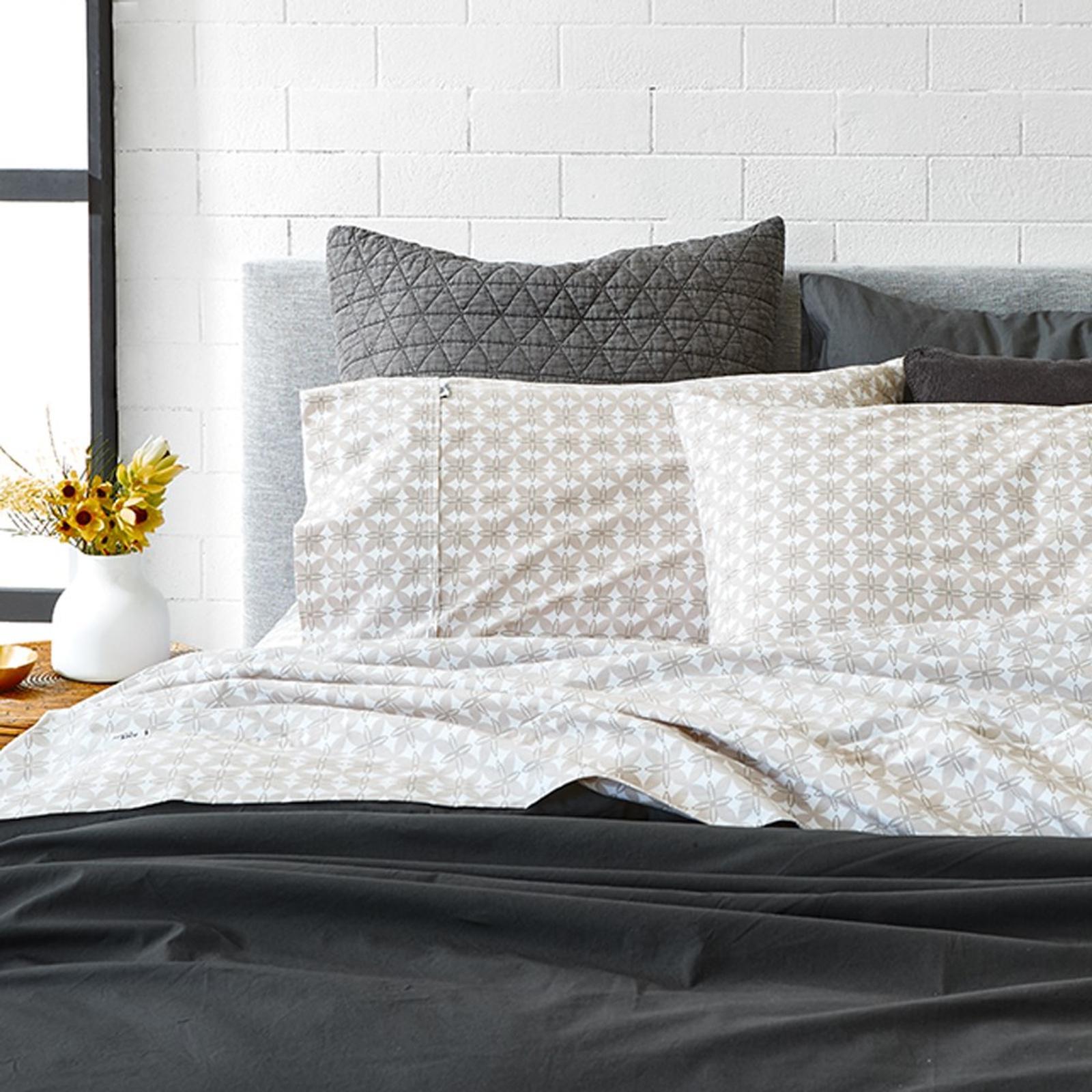 Alex Liddy Geometric Single Sheet Set Dove - Bunnings Australia