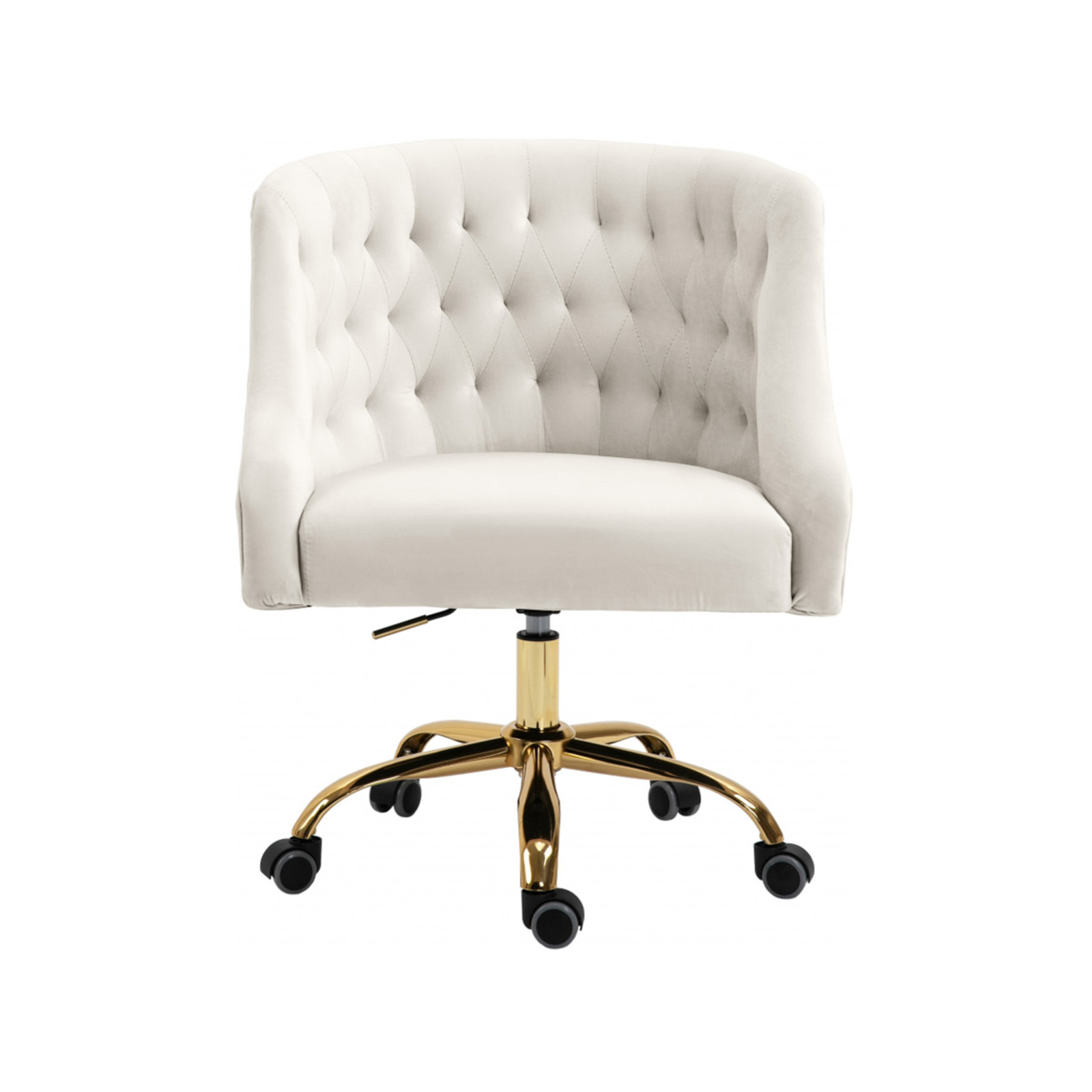 Roosevelt office chair in velvet and studs with gold base - White ...