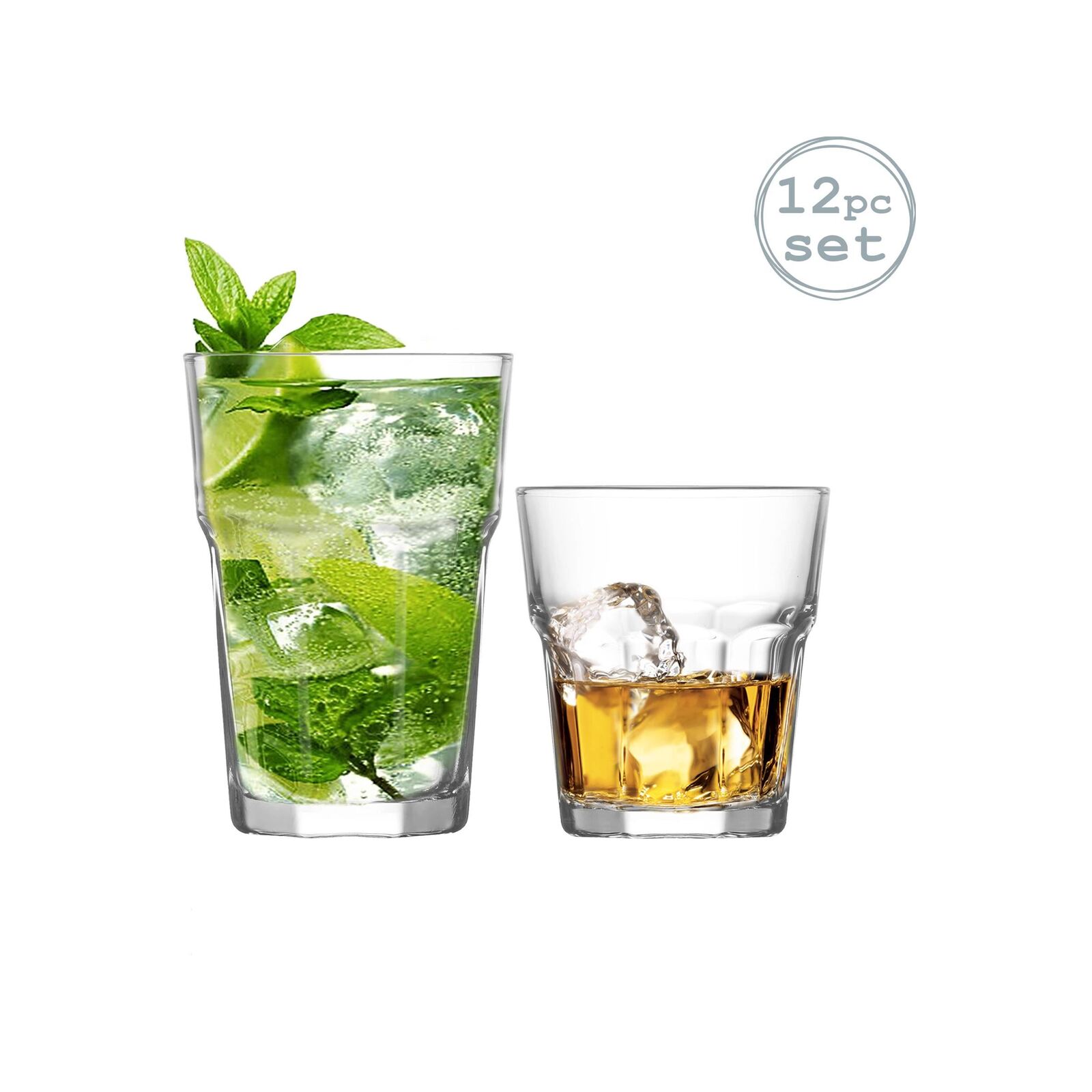 LAV Aras Highball Cocktail Tumbler Glasses + Whisky Tumblers - Set of ...