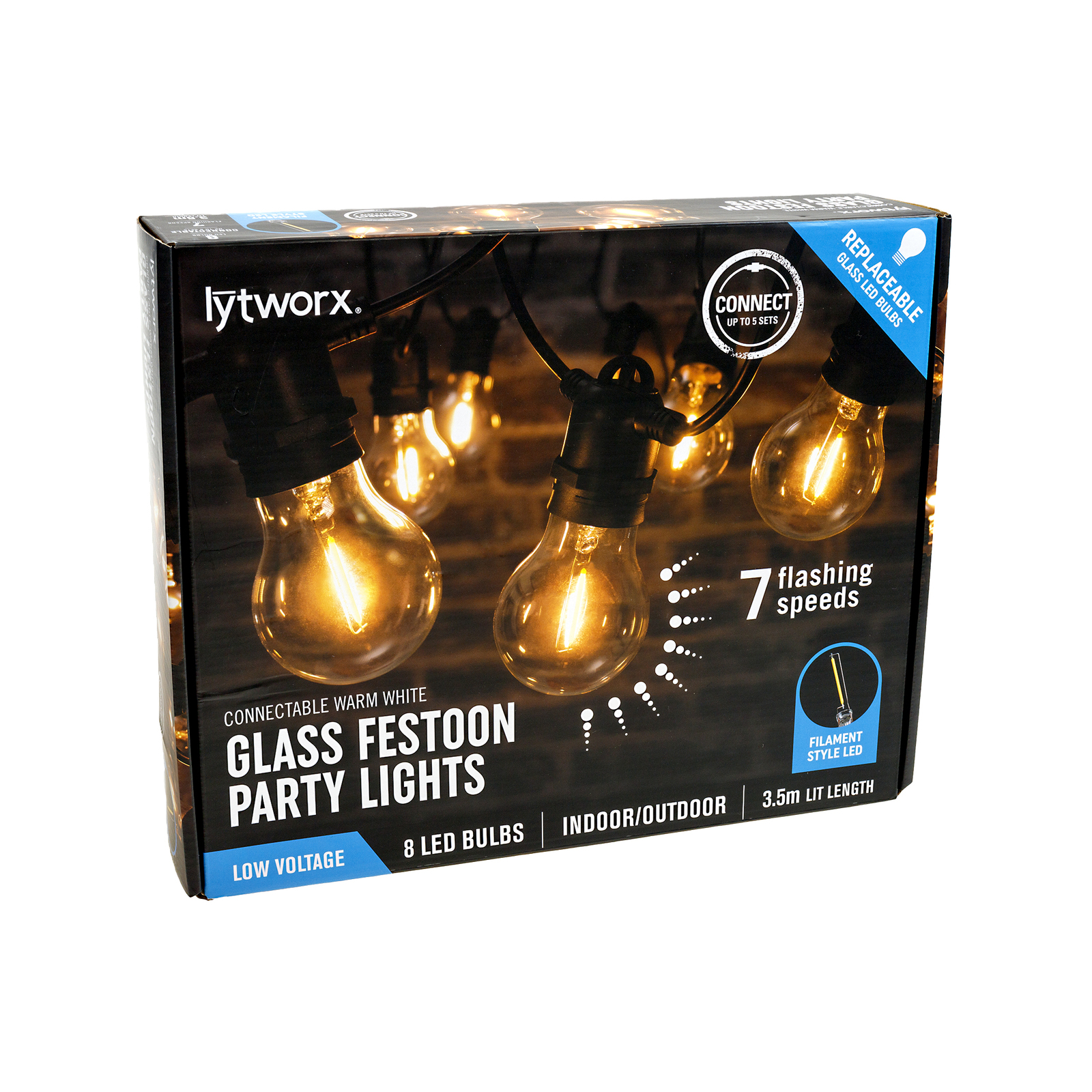 Lytworx 8 LED Warm White Glass Festoon Party Lights - Bunnings New Zealand