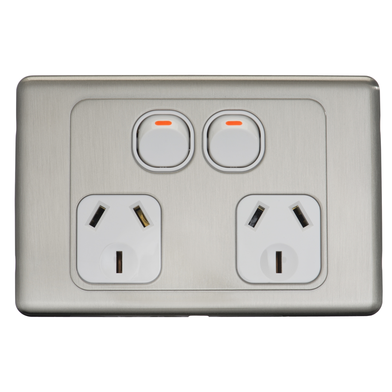 DETA S-Line Stainless Steel Double Power Point - Bunnings Australia