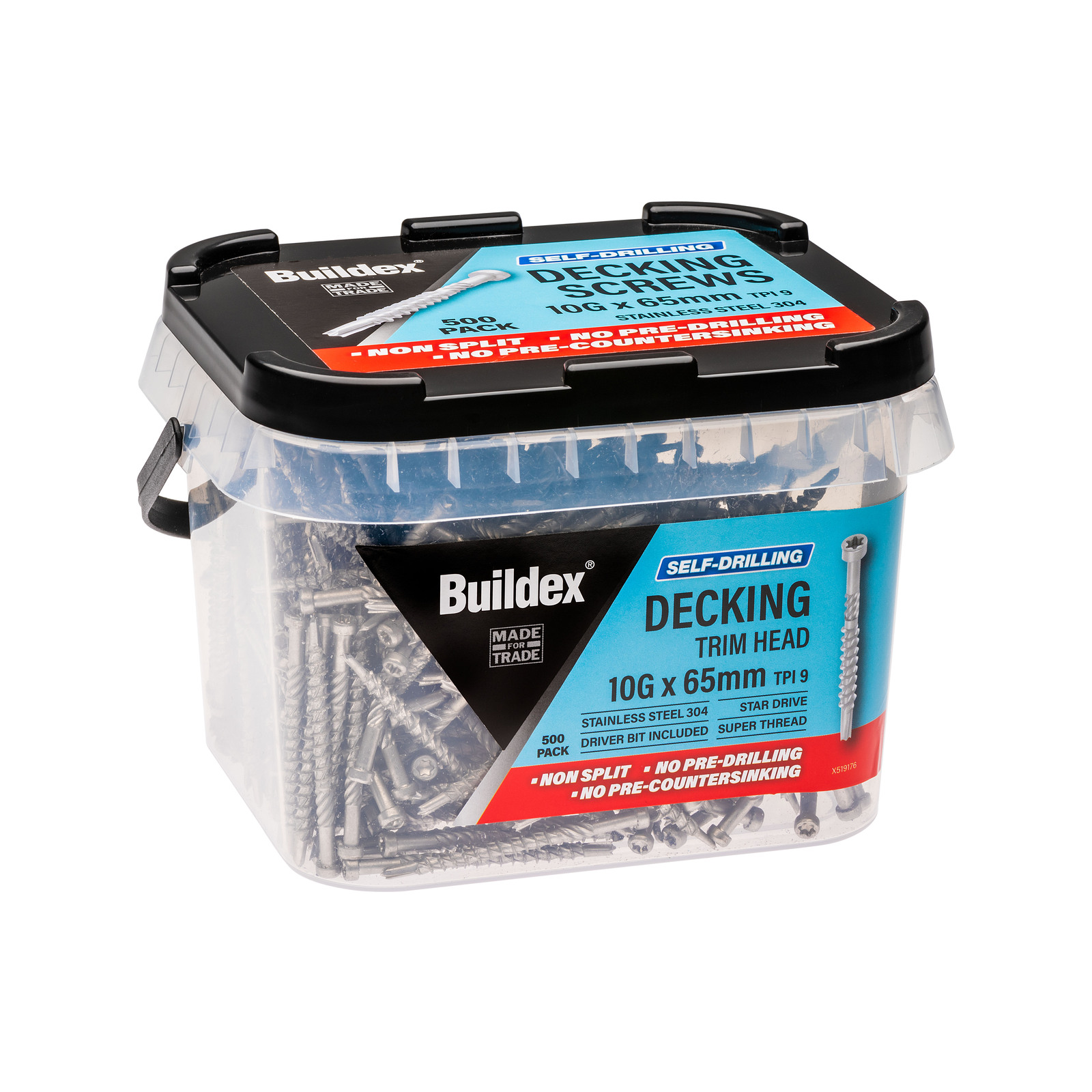 Buildex 10g x 65mm Self Drilling 304 Decking Screws - 500 Box ...