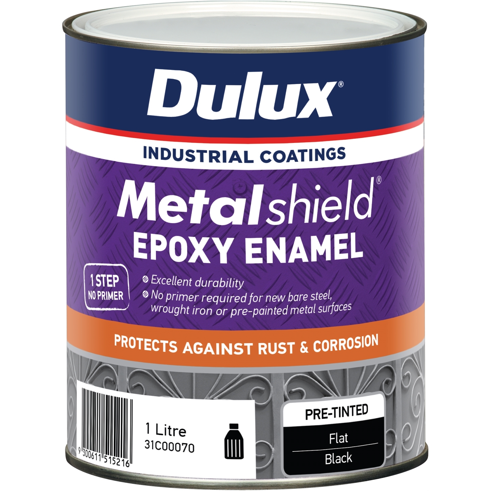 Dulux 1L Metalshield Epoxy Enamel Flat Paint Black - Bunnings Australia
