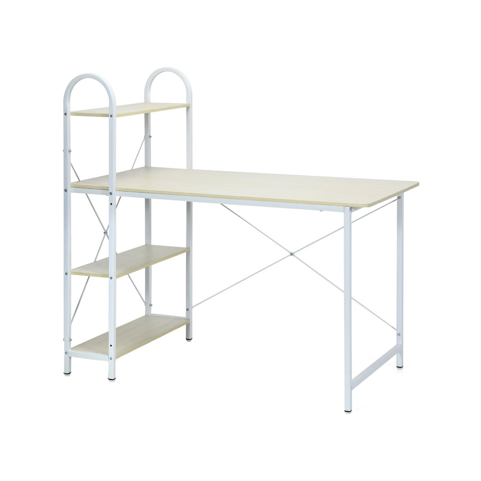 Costway Reversible Computer Desk w/Storage Shelf Home Office,White ...