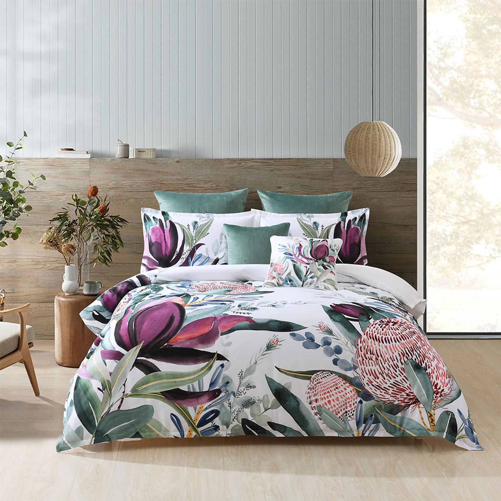 Protea Quilt Cover Percale Cotton Plum - Double Bed - Bunnings Australia