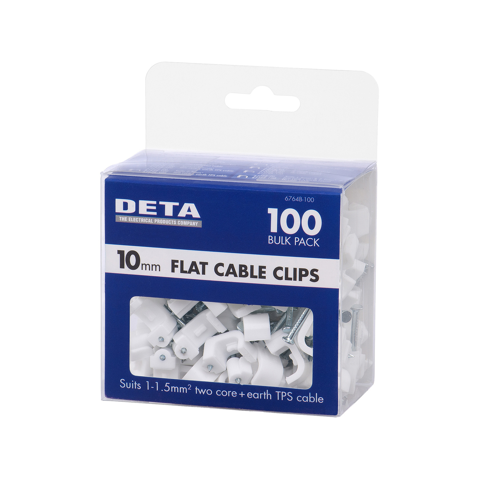 Deta 10mm White Flat Cable Clips - 100 Pack - Bunnings Australia