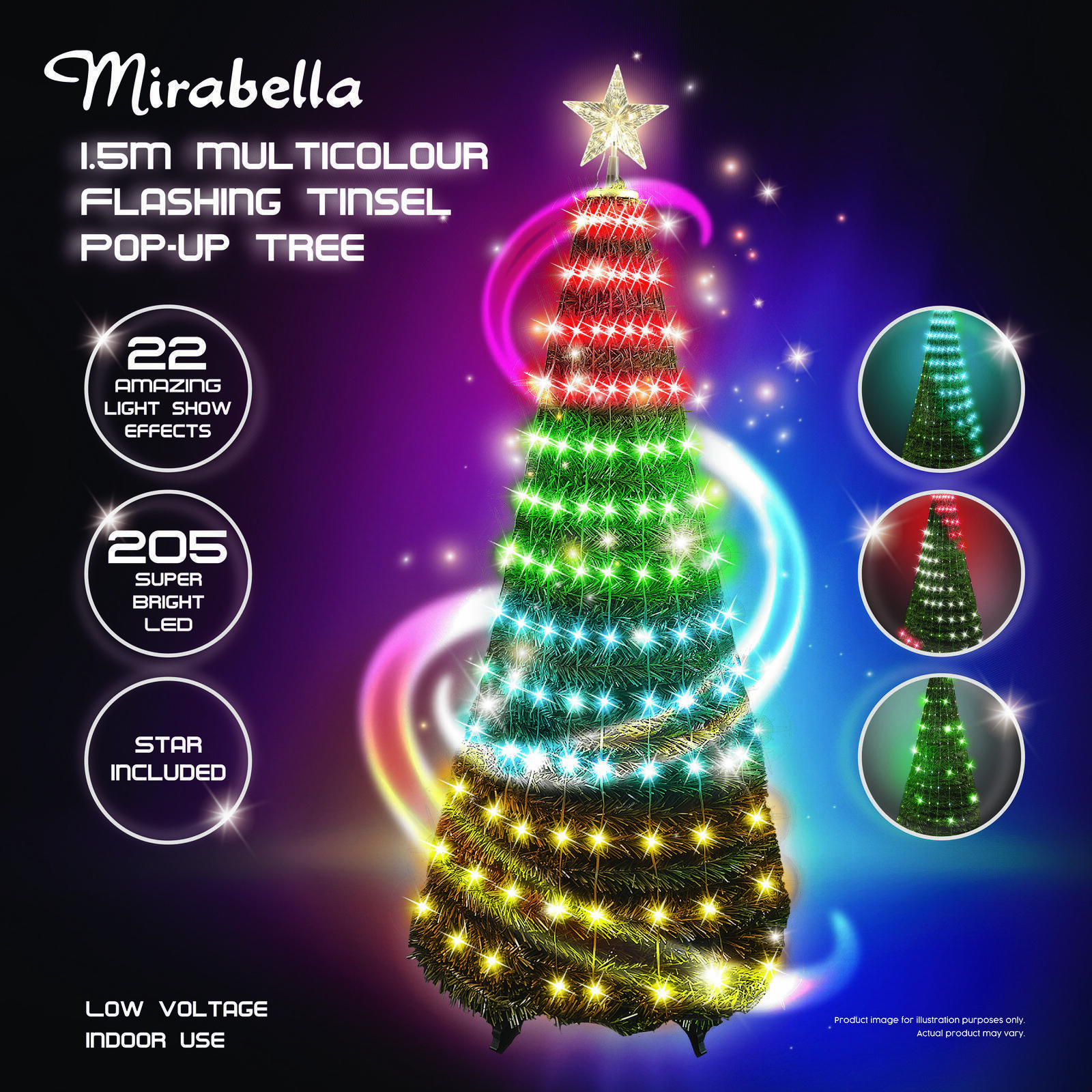 Mirabella 1.5M LED Light Show Pop-Up Dome Tree - Bunnings Australia