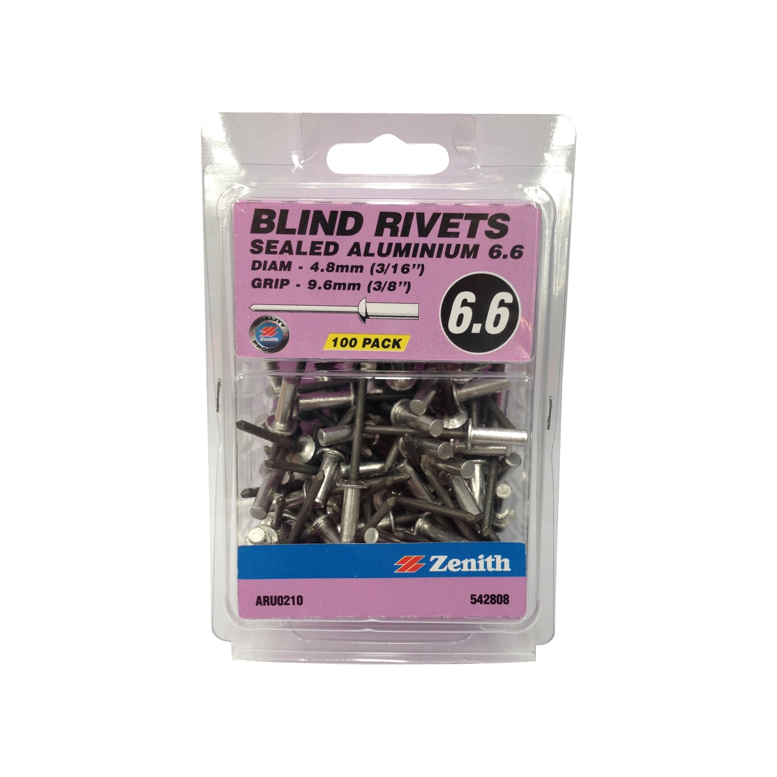 Zenith Blind Rivet Sealed Alum 3/16"D x 3/8"G 100pk - Bunnings New Zealand
