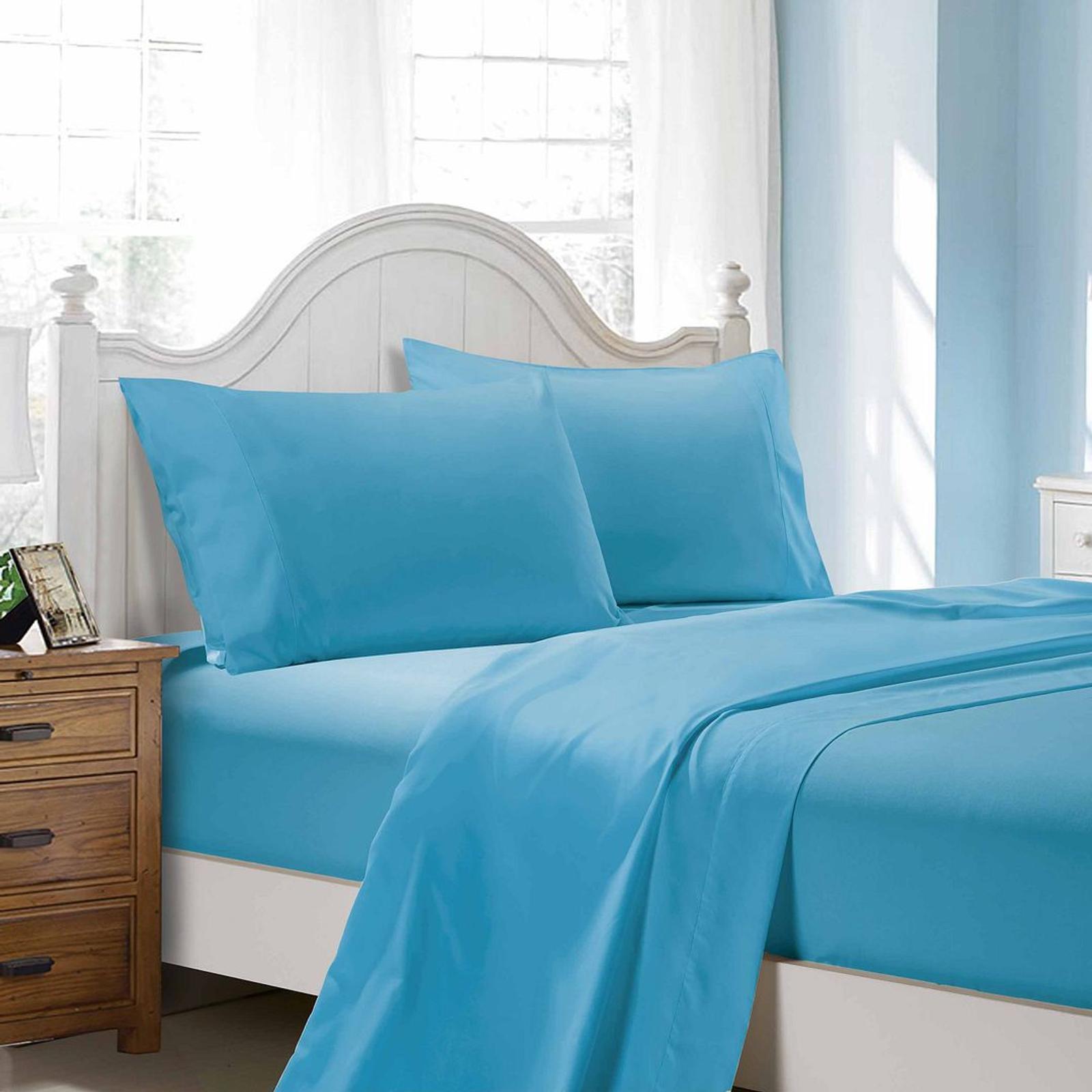 Fabric Fantastic 1000TC Ultra Soft Queen Size Bed Light Blue Flat ...