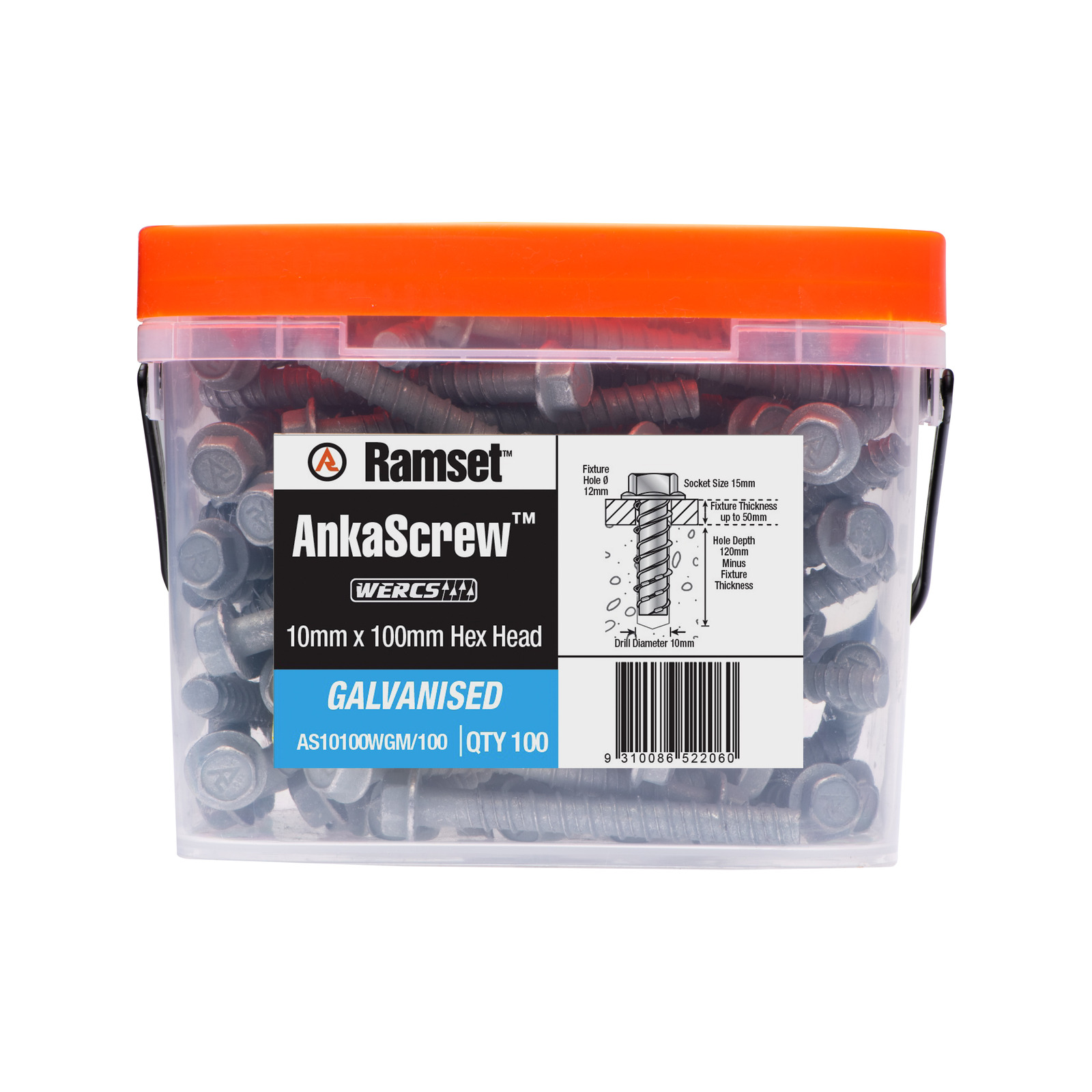 Ramset 10 x 100mm Galvanised AnkaScrew - 100 Pack - Bunnings Australia