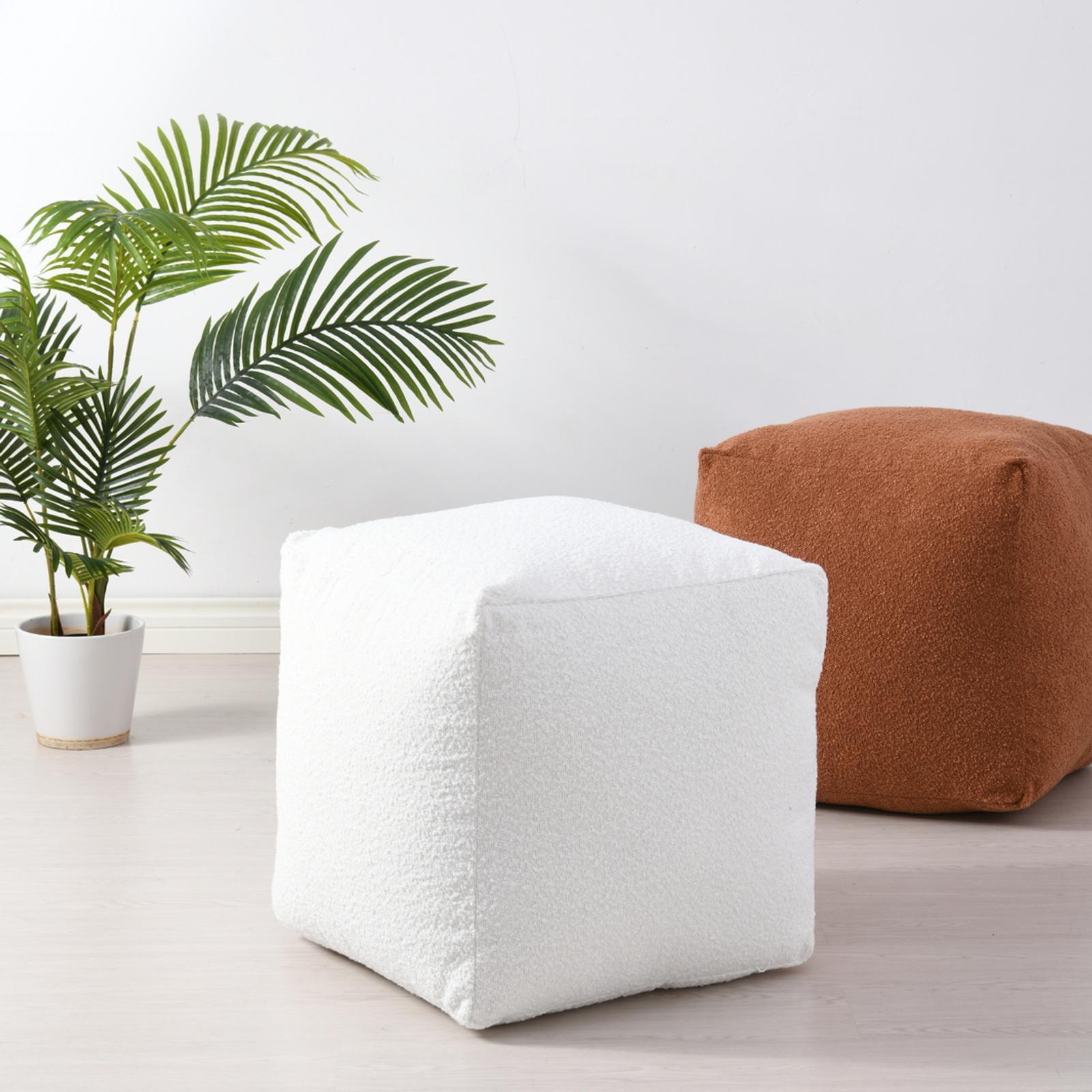 Cadence & Co. Blake Boucle Pouffe Cover Ivory 50x50x50cm - Bunnings ...