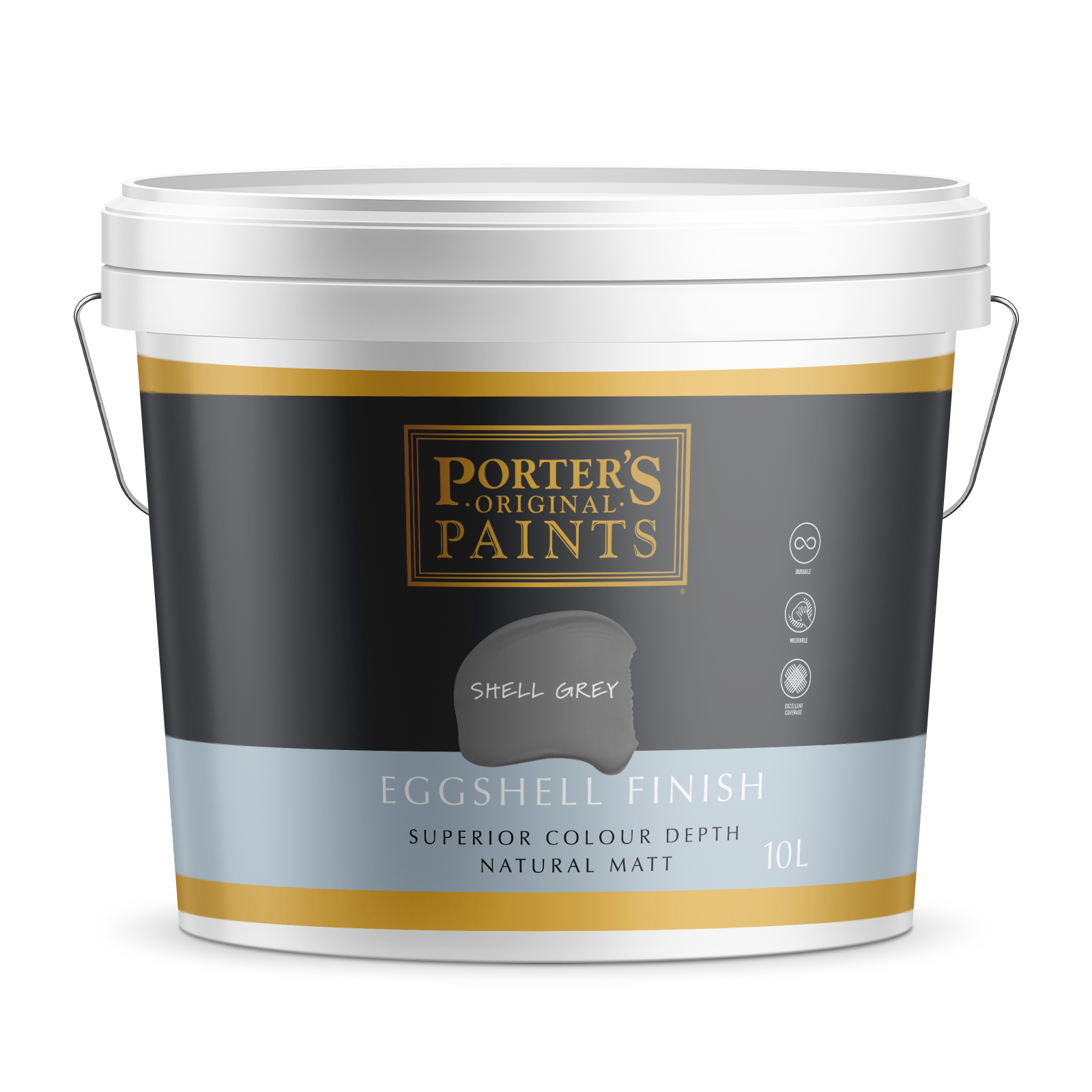 Porter's Paints 10L Shell Grey Eggshell Finish - Bunnings Australia