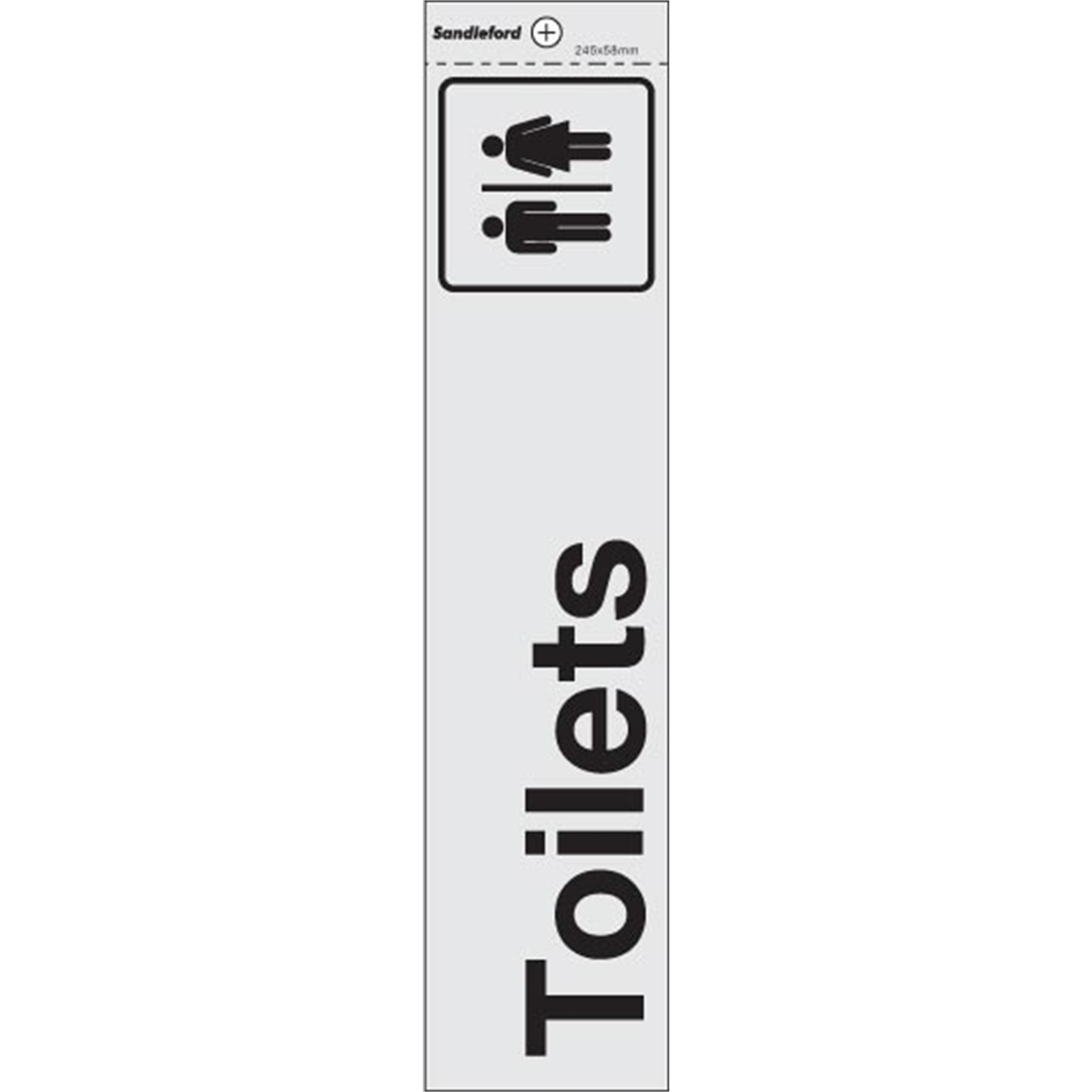 Sandleford 'Toilets' Silver Self Adhesive Sign 245x58mm - Bunnings New ...