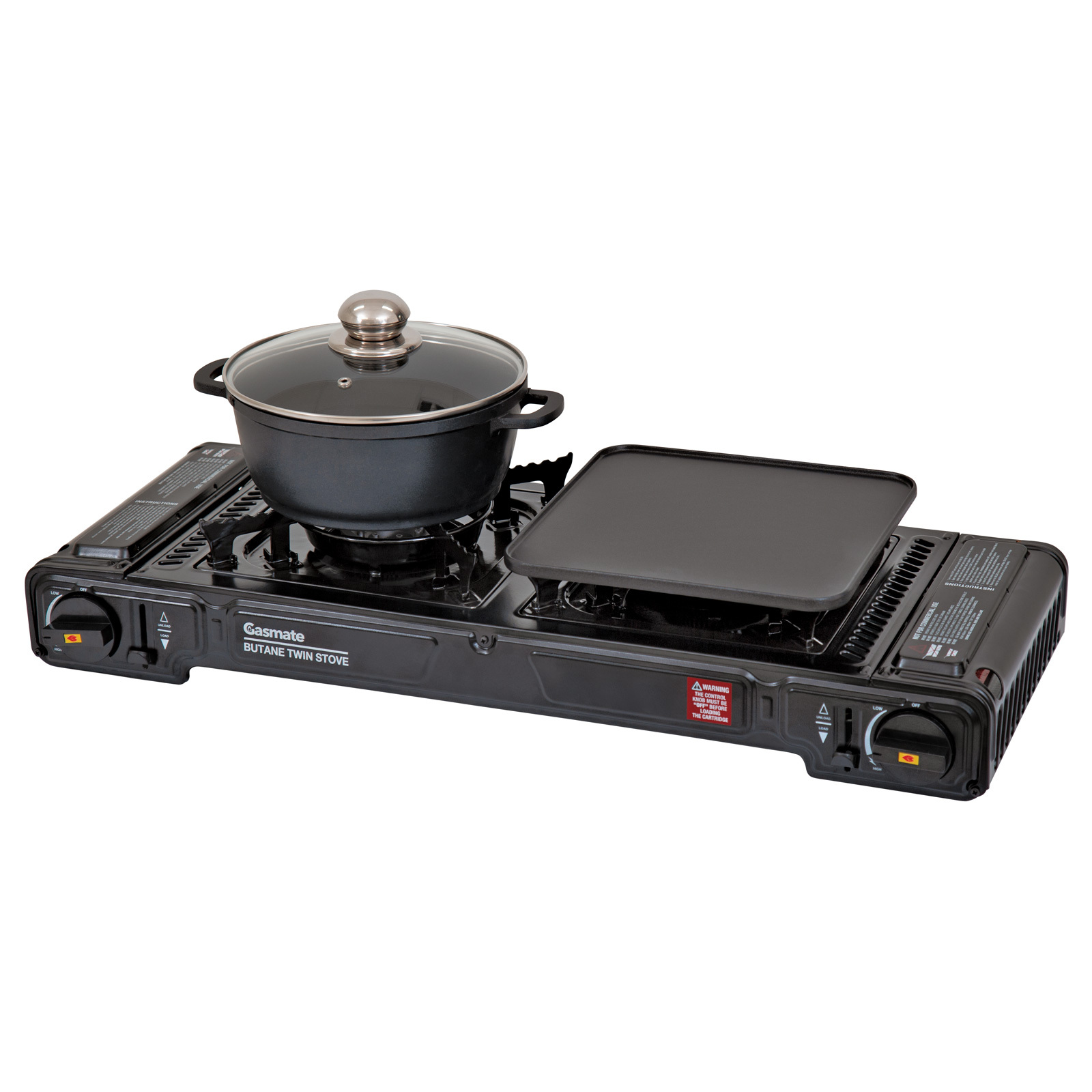 Gasmate Butane Twin Stove with Hotplate & Pot Set - Bunnings Australia