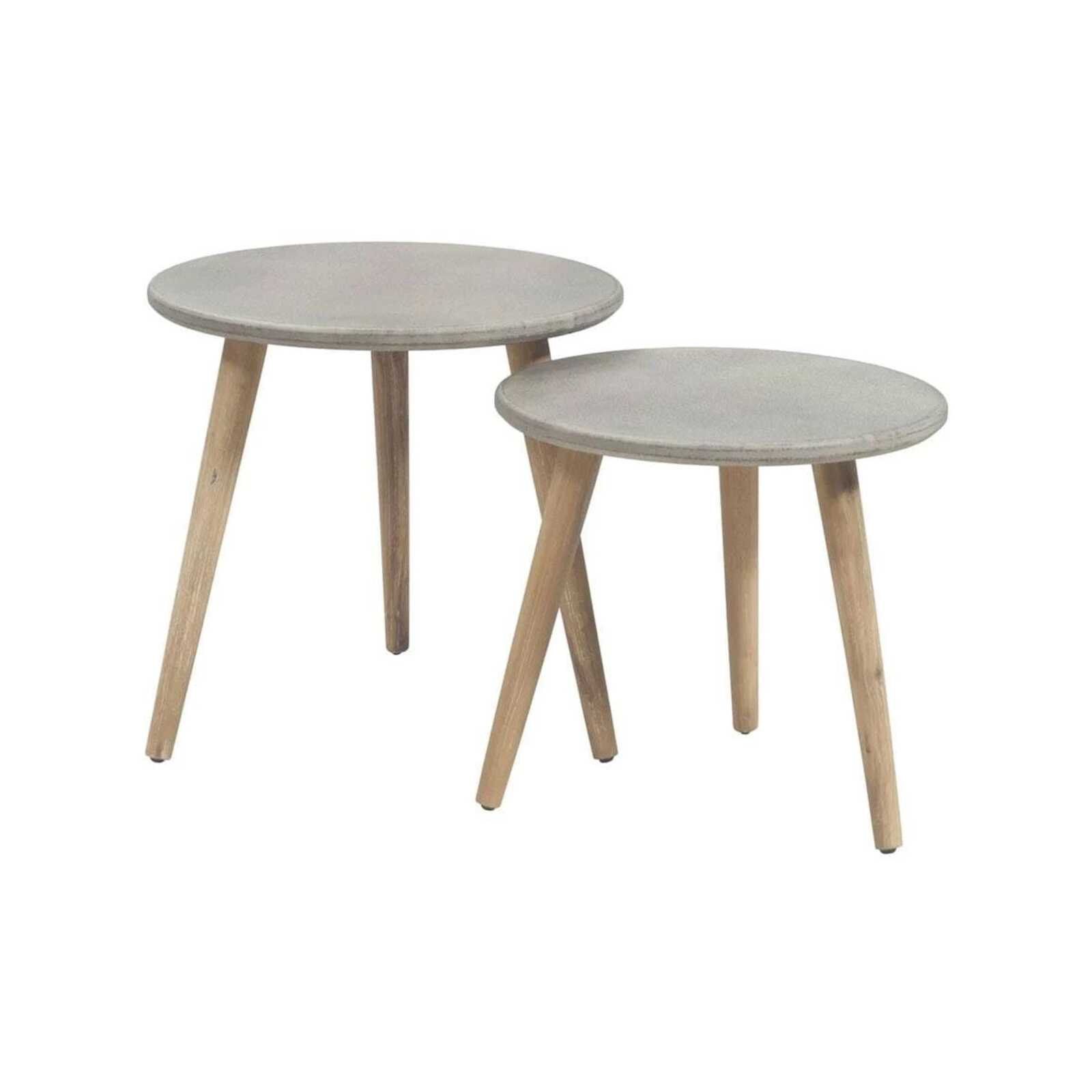 Ellie Round Outdoor Poly-Cement And Timber Table Balcony Set - Bunnings ...