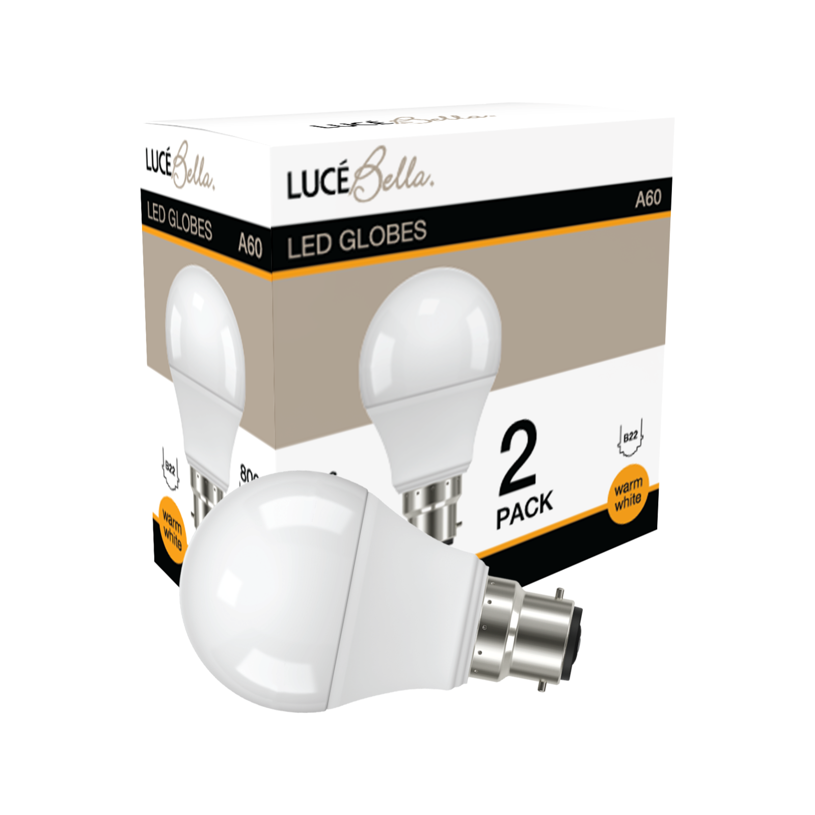 Luce Bella A60 B22 LED 806lm Warm White 8W Globe - 2 Pack - Bunnings ...