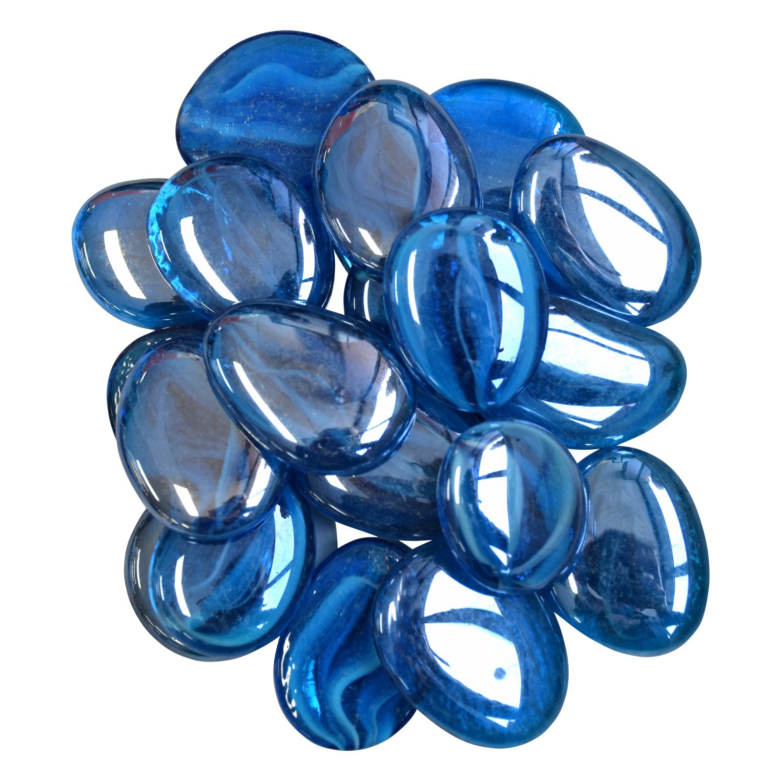 Tuscan Path 1kg 45-50mm Trans Aztec Aqua Glass Decorative Pebble ...