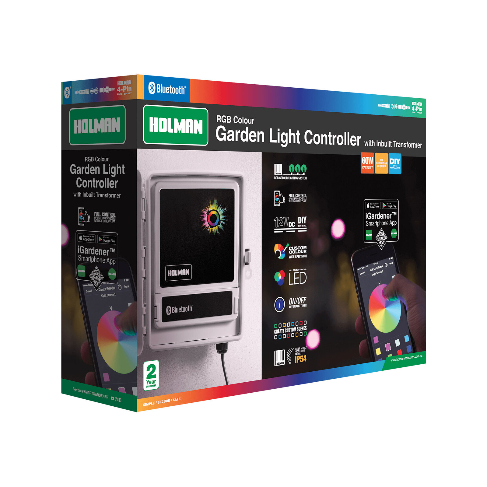 Holman RGB Colour Bluetooth Garden Light Controller With Inbuilt ...