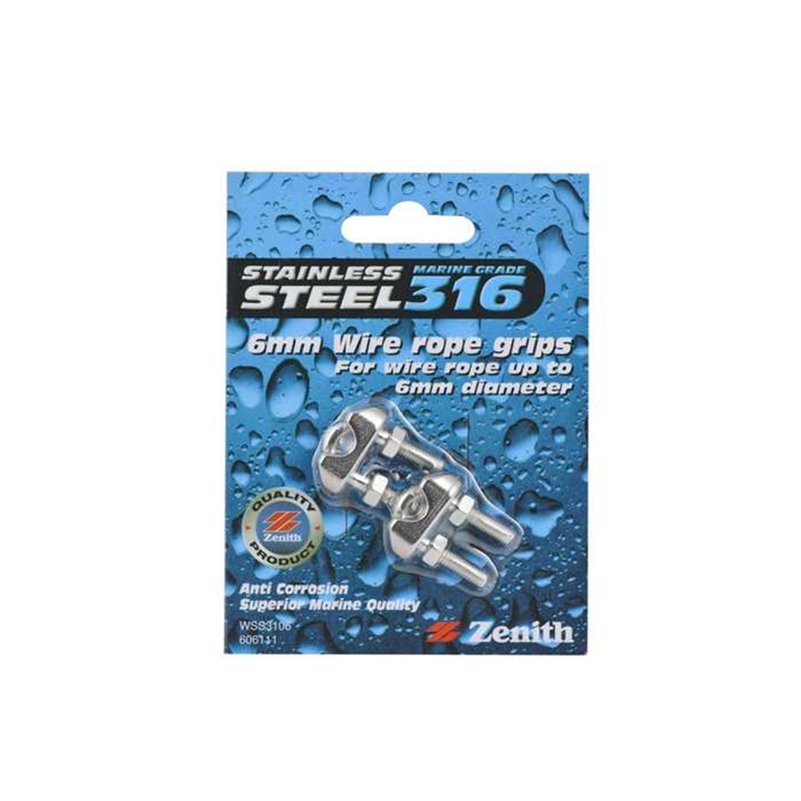 Zenith Wire Rope Grip 316 Stainless Steel 6mm 2pk - Bunnings New Zealand