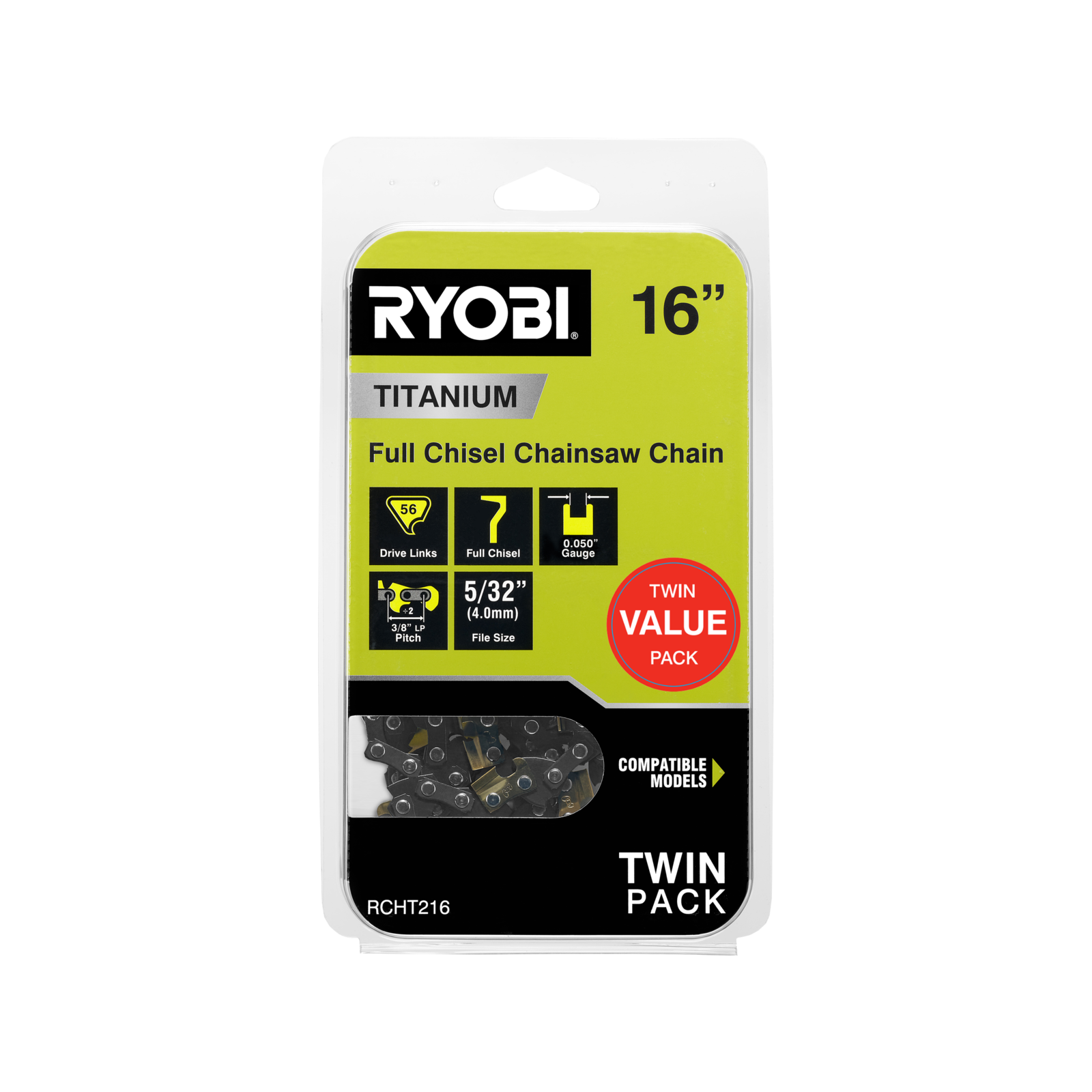 Ryobi 16” Titanium Chainsaw Chain RCHT216 - Twin Pack - Bunnings Australia