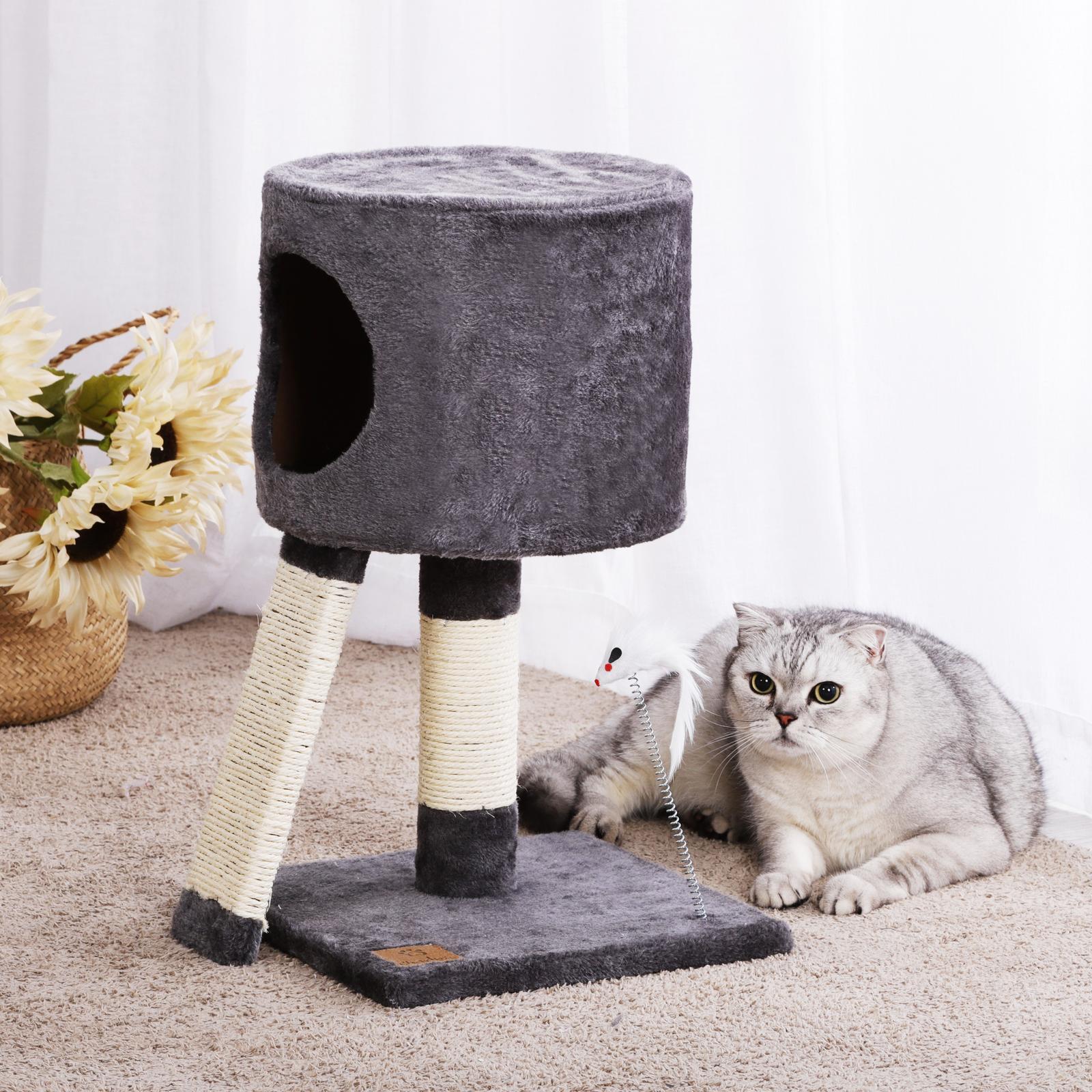 Charlie's Pet Cat Tree Cubby with Scratching Slope - Charcoal ...