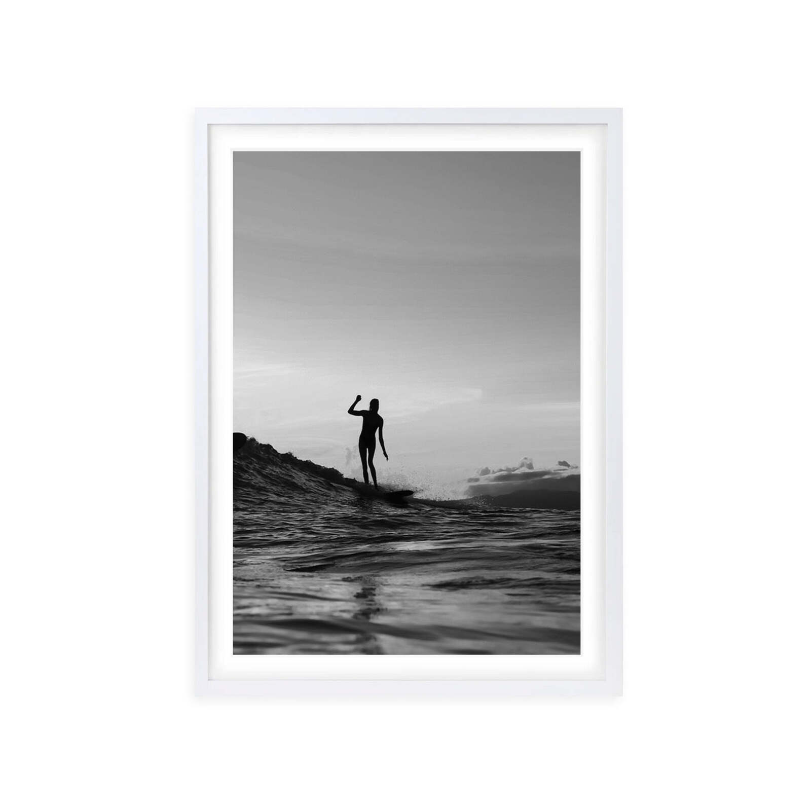 Wall Art's Monochrome Surfer Girl Framed A1 Art Print - Bunnings Australia