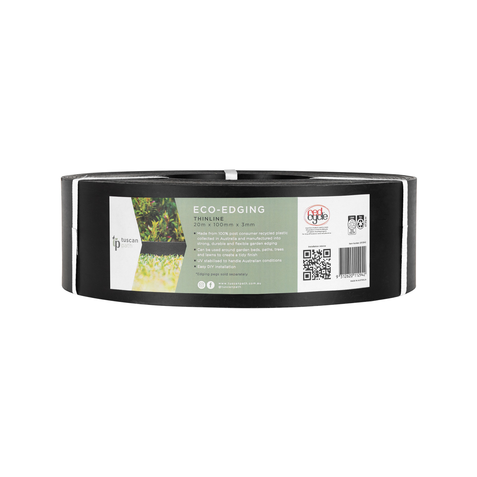 Tuscan Path 100 x 3mm x 20m Black Thinline Eco-Edging - Bunnings Australia