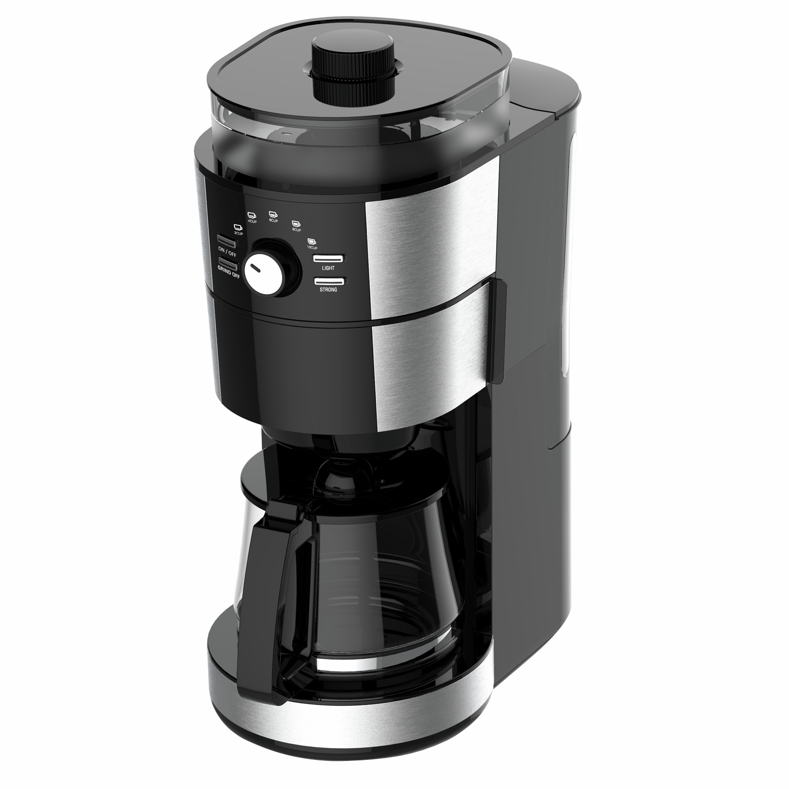 TODO 1000W Drip Coffee Machine w/ Coffee Grinder 1.25L Glass Carafe ...
