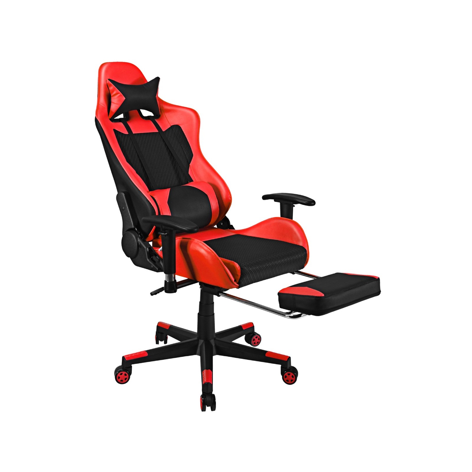 Costway Computer Gaming Office Chair w/Footrest Red - Bunnings Australia