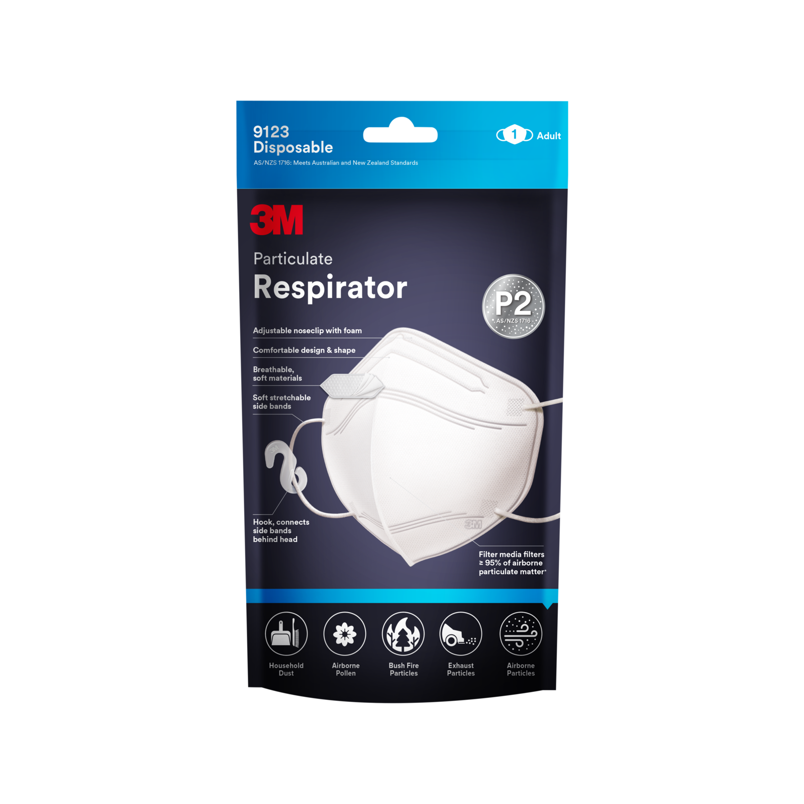 3M™ P2 Particulate Respirator 9123 - 1pk - Bunnings Australia