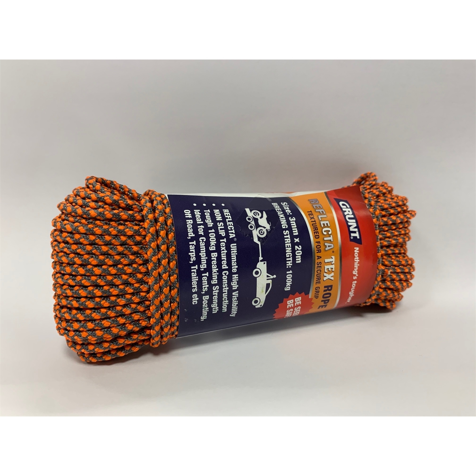 GRUNT 3mm x 20m Orange Textured Reflective Rope - Bunnings Australia