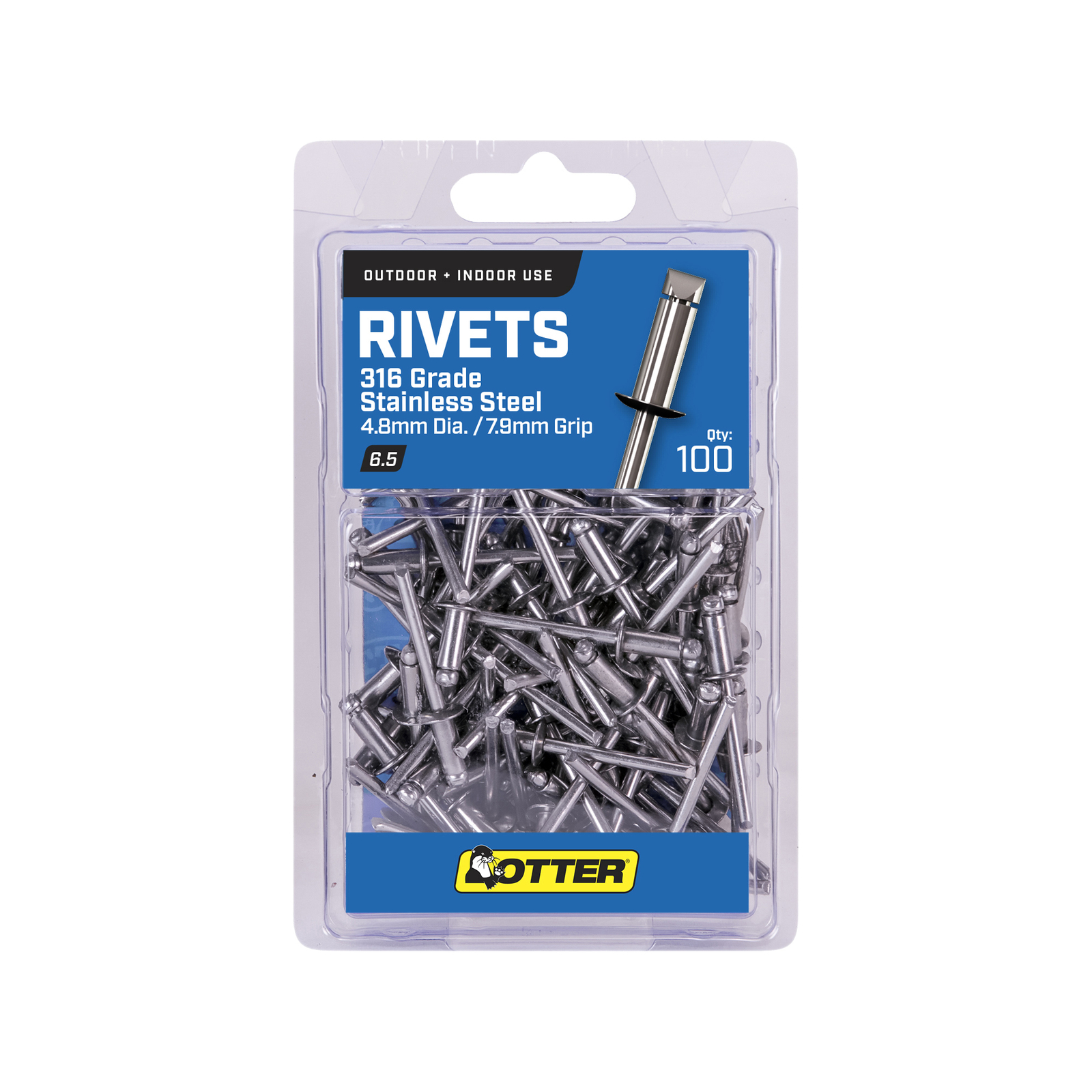 Otter 4.8 x 9.6mm Stainless Steel 316 Grade Rivets - 100 Pack ...