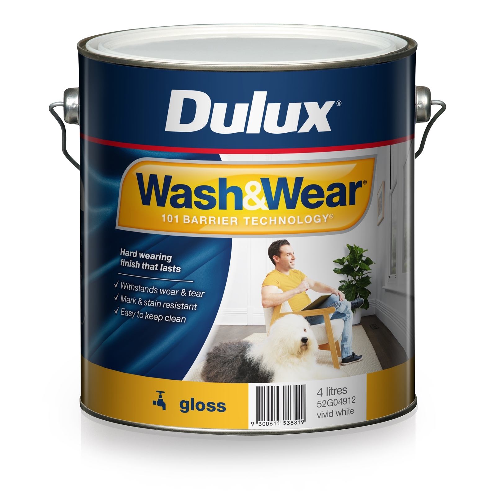 Dulux 4L Wash&Wear Gloss Vivid White Interior Paint - Bunnings Australia