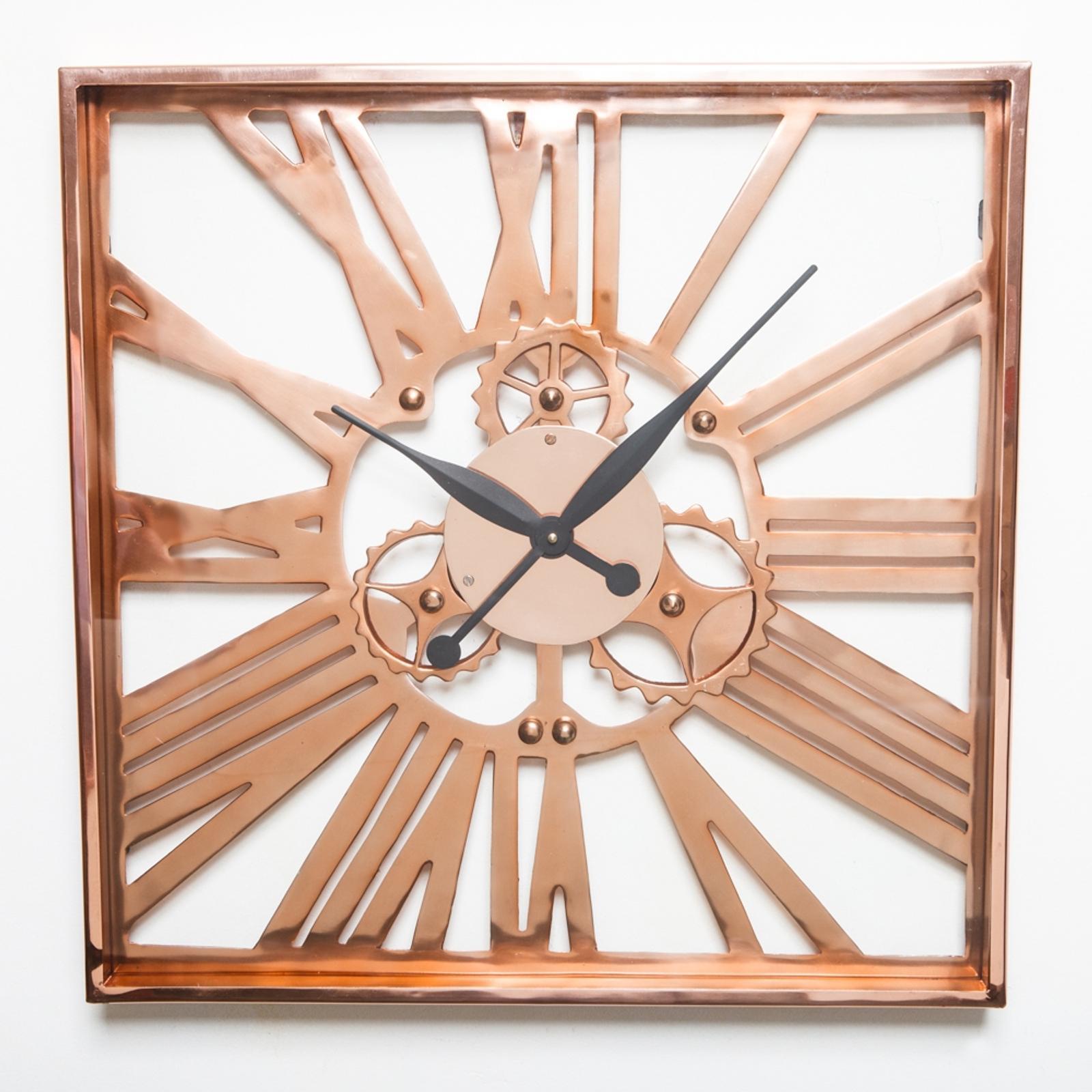 SSH COLLECTION Cubello 46cm Square Wall Clock with Copper Surround and ...
