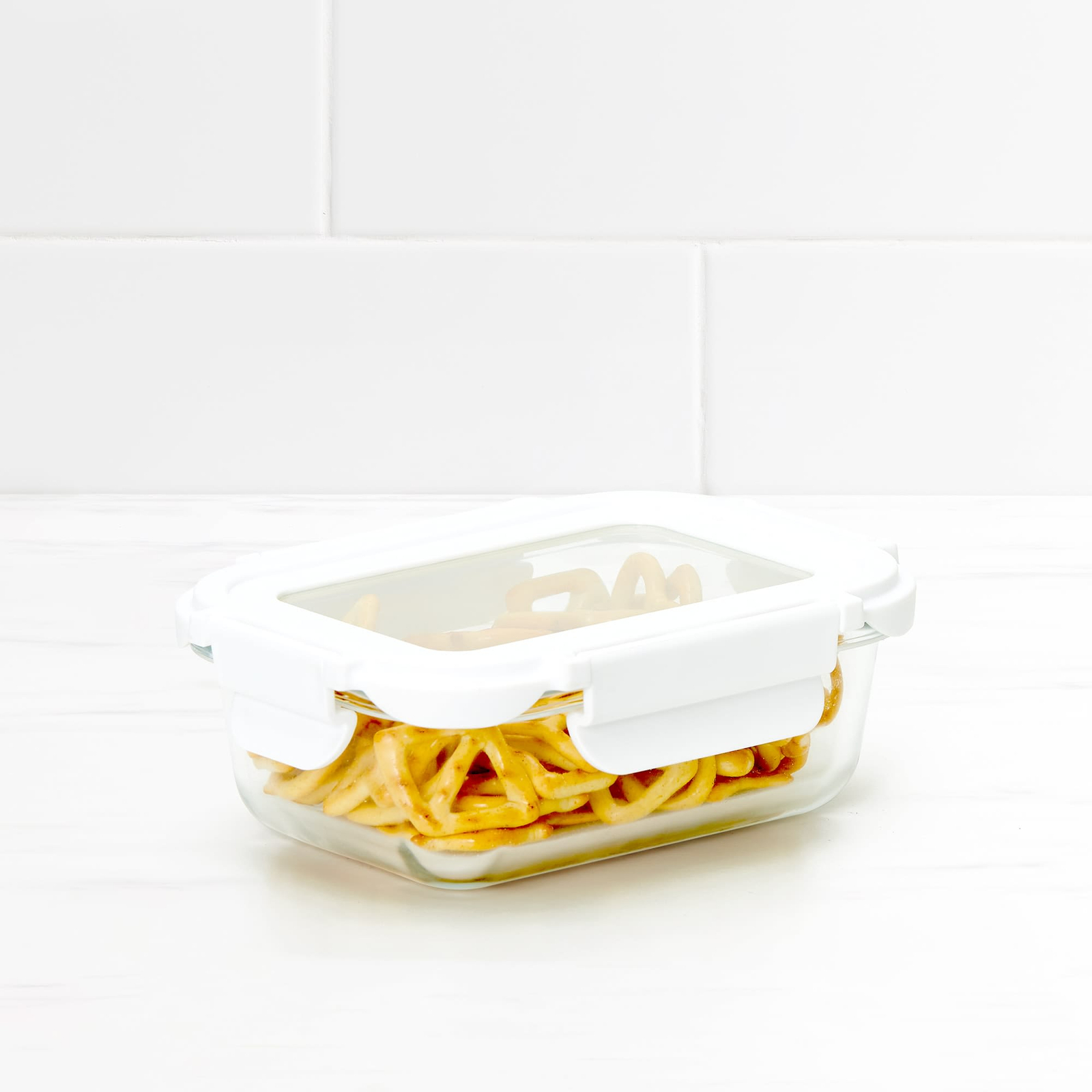 Kitchen Pro VersaLock Rectangular Glass Container 370ml White - Bunnings Australia