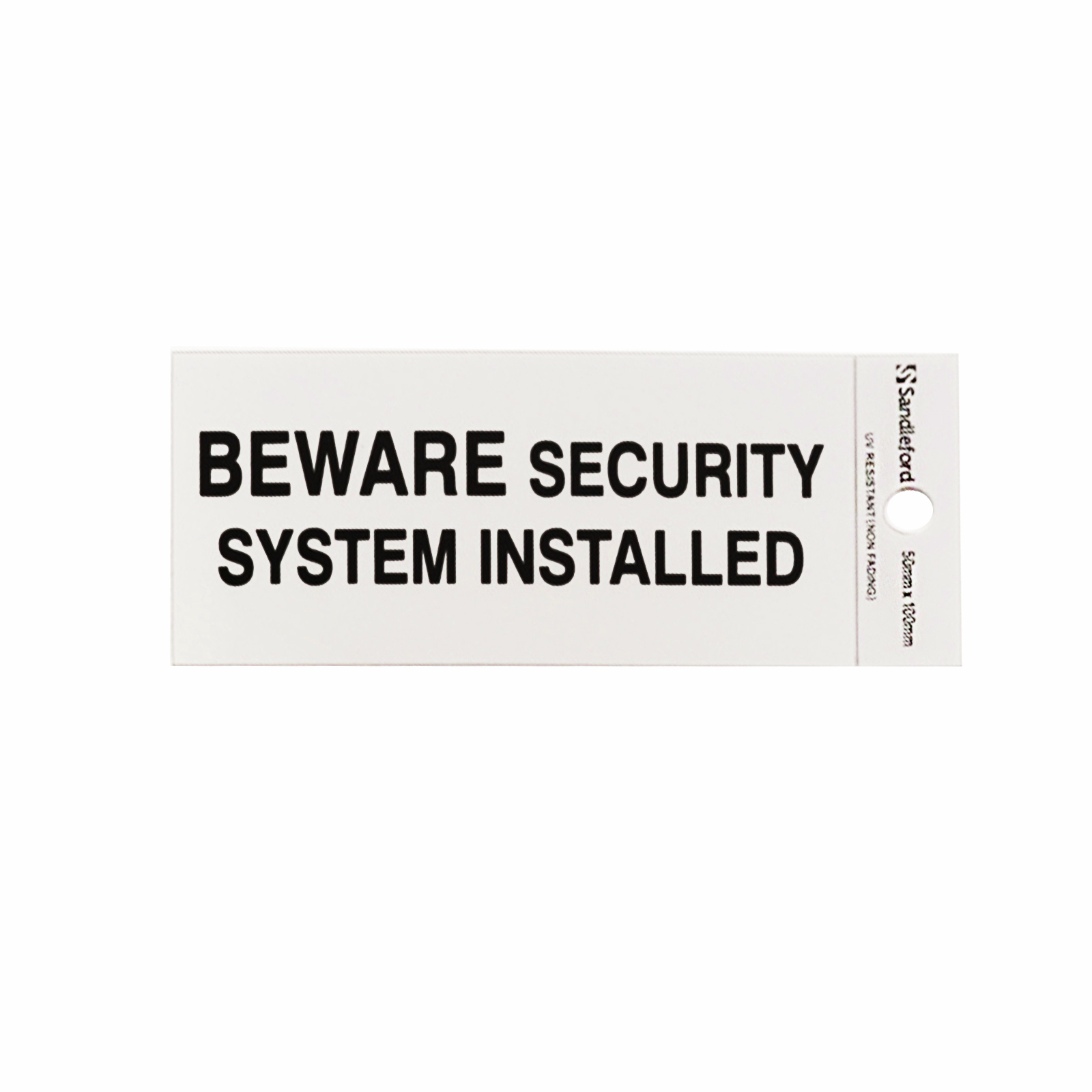 Sandleford 100 x 50mm Beware Security System Installed Silver Self ...