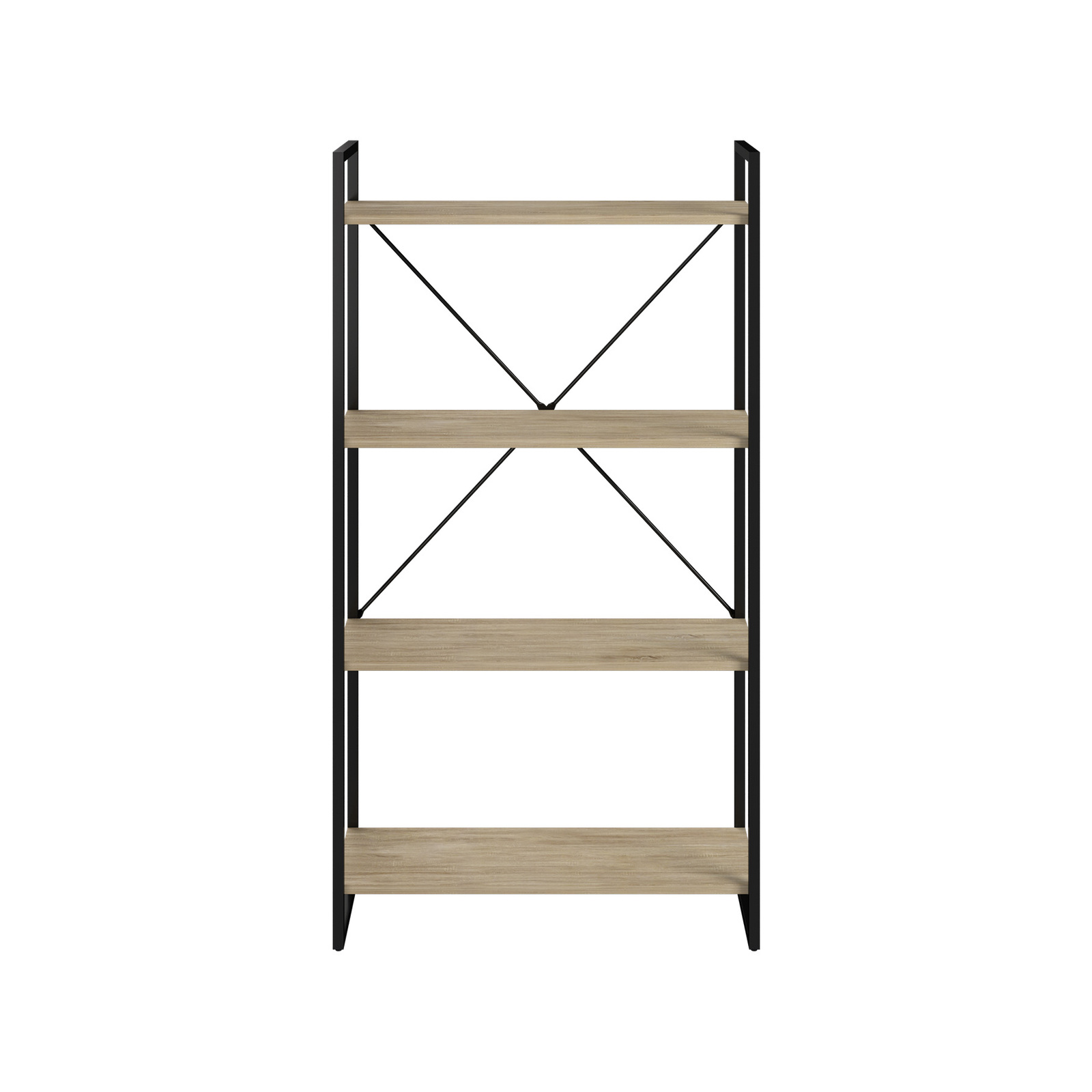 Flexi Storage Studio Oak & Black Freestanding 4 Shelf Unit - Bunnings ...