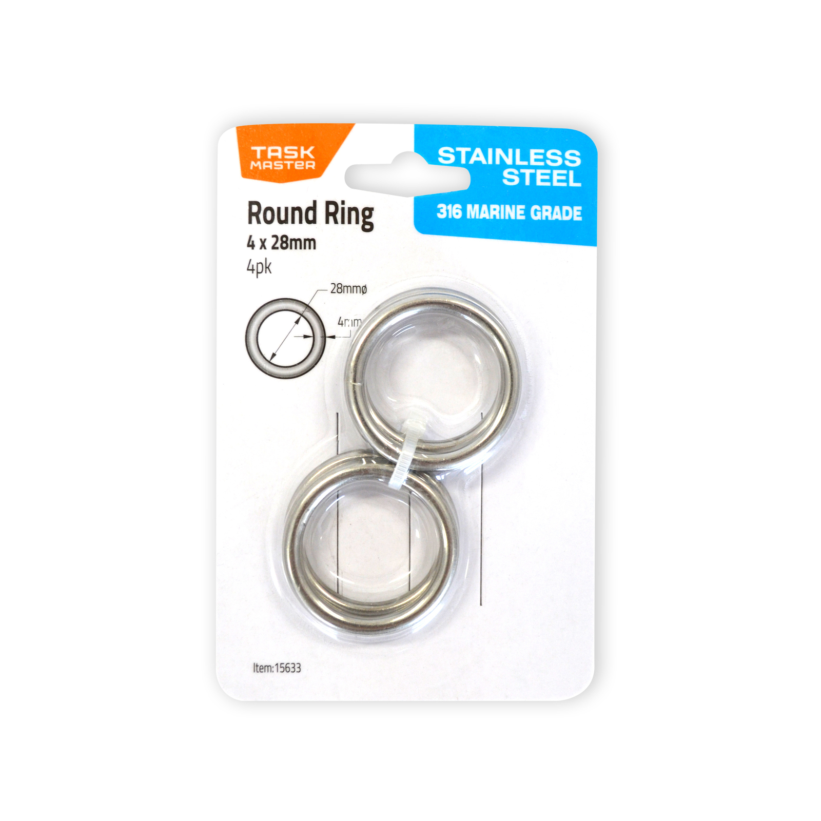Taskmaster 4 x 28mm 316 Stainless Steel Round Rings - 4 Pack - Bunnings ...