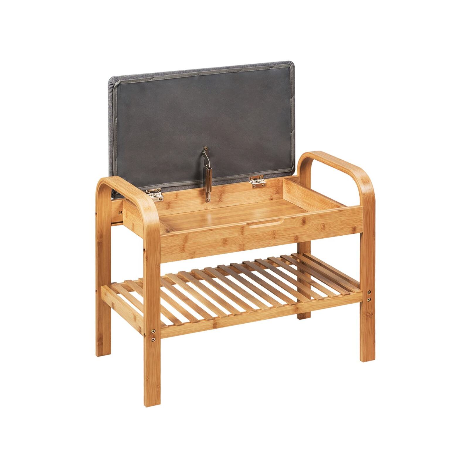 Costway Shoe Cabinet Bench Organiser Rack Bamboo w/Flip Top Storage ...