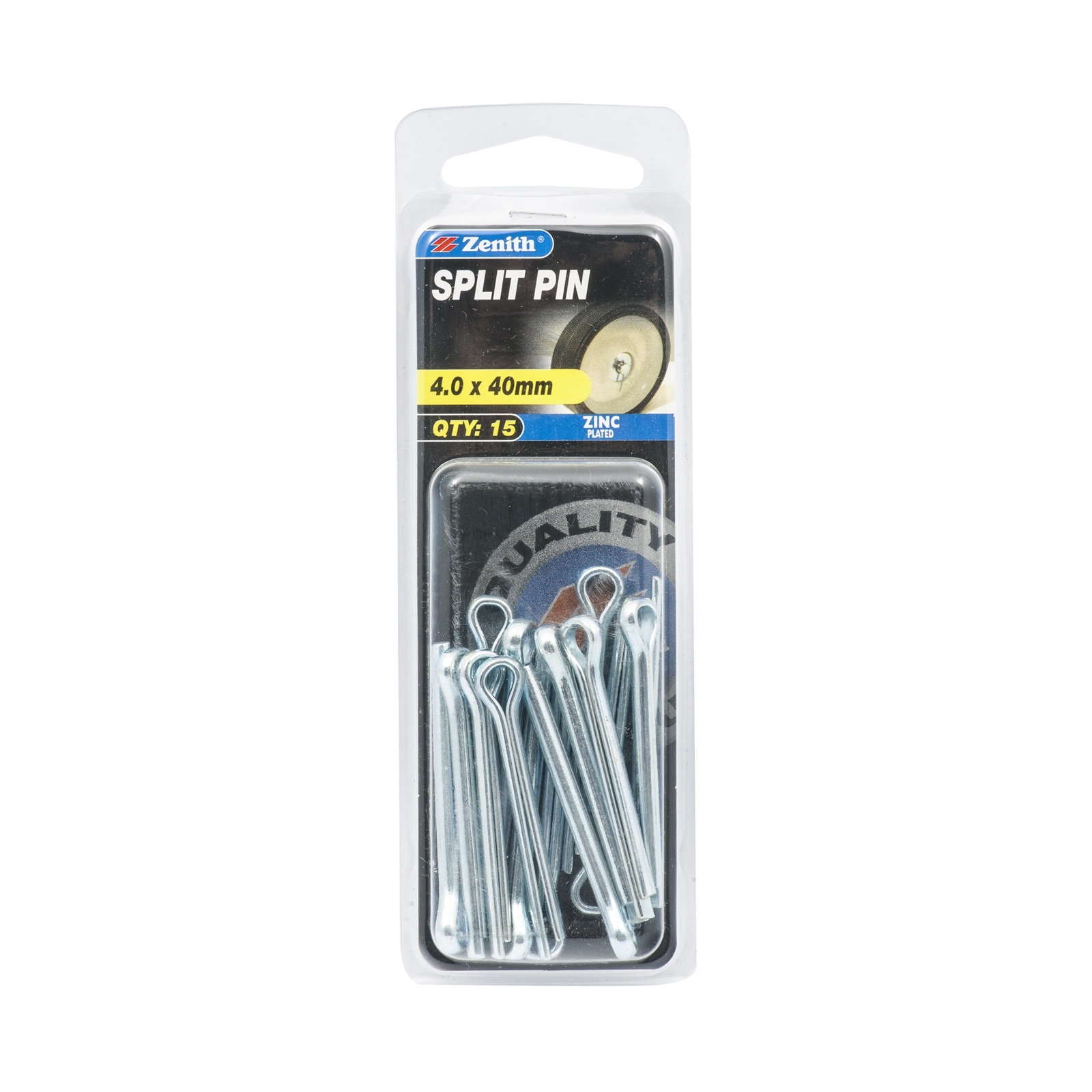 Zenith 4.0 x 40mm Zinc Plated Split Pin - 15 Pack - Bunnings Australia